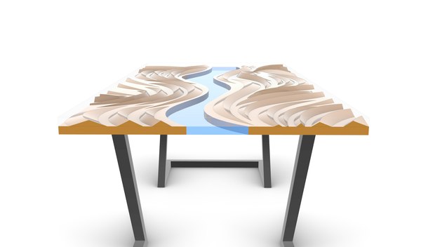 3D Modern 3D Waves Table - TurboSquid 1893234