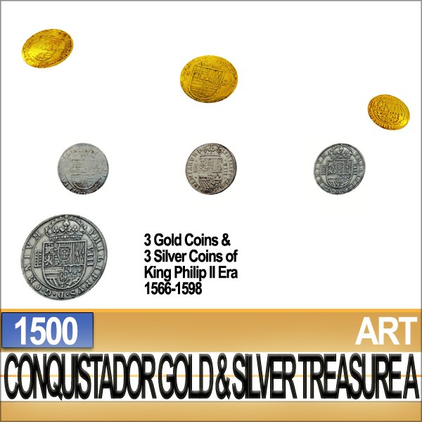 3d conquistador gold silver treasure model