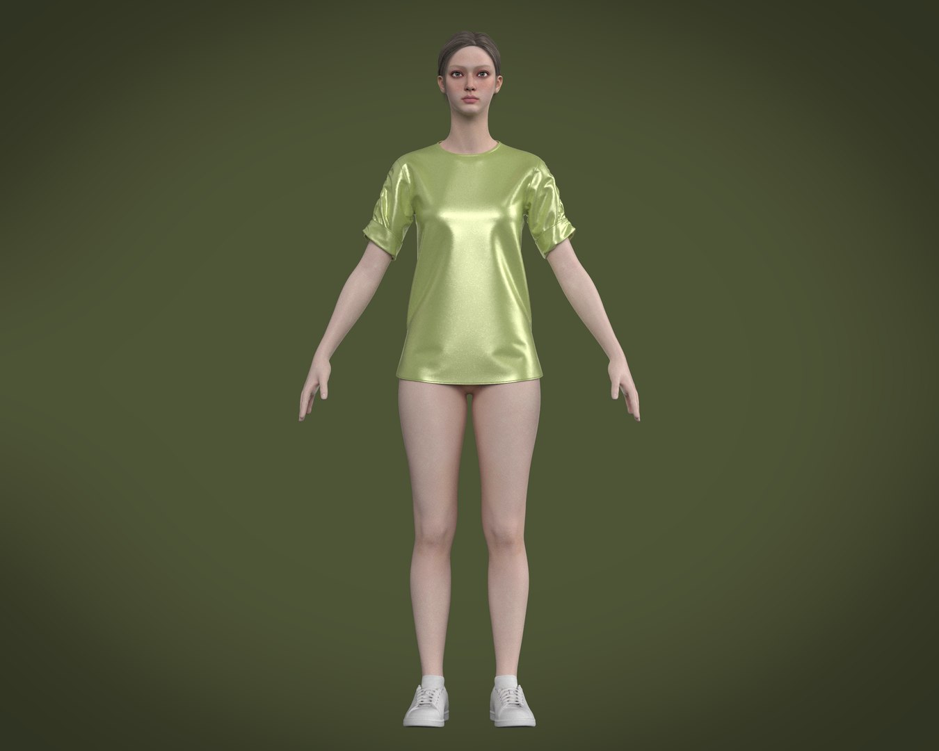 3D Model Girls-oversized Woven Tee With Roll Sleeve In Tops ...