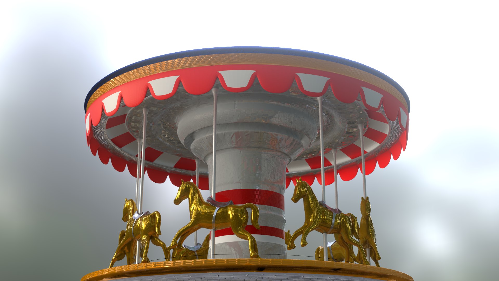 3D Model Carousel Roundabout Fair Carnival - TurboSquid 1969567