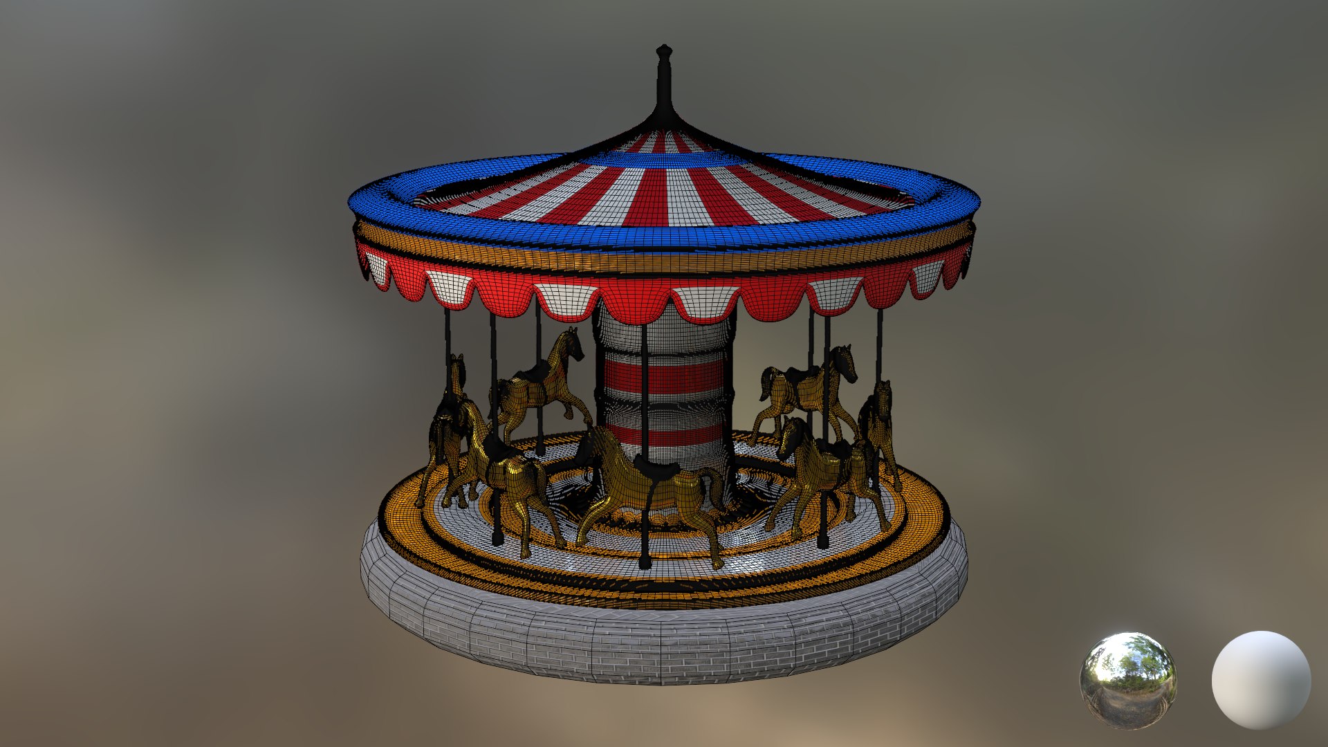 3D Model Carousel Roundabout Fair Carnival - TurboSquid 1969567