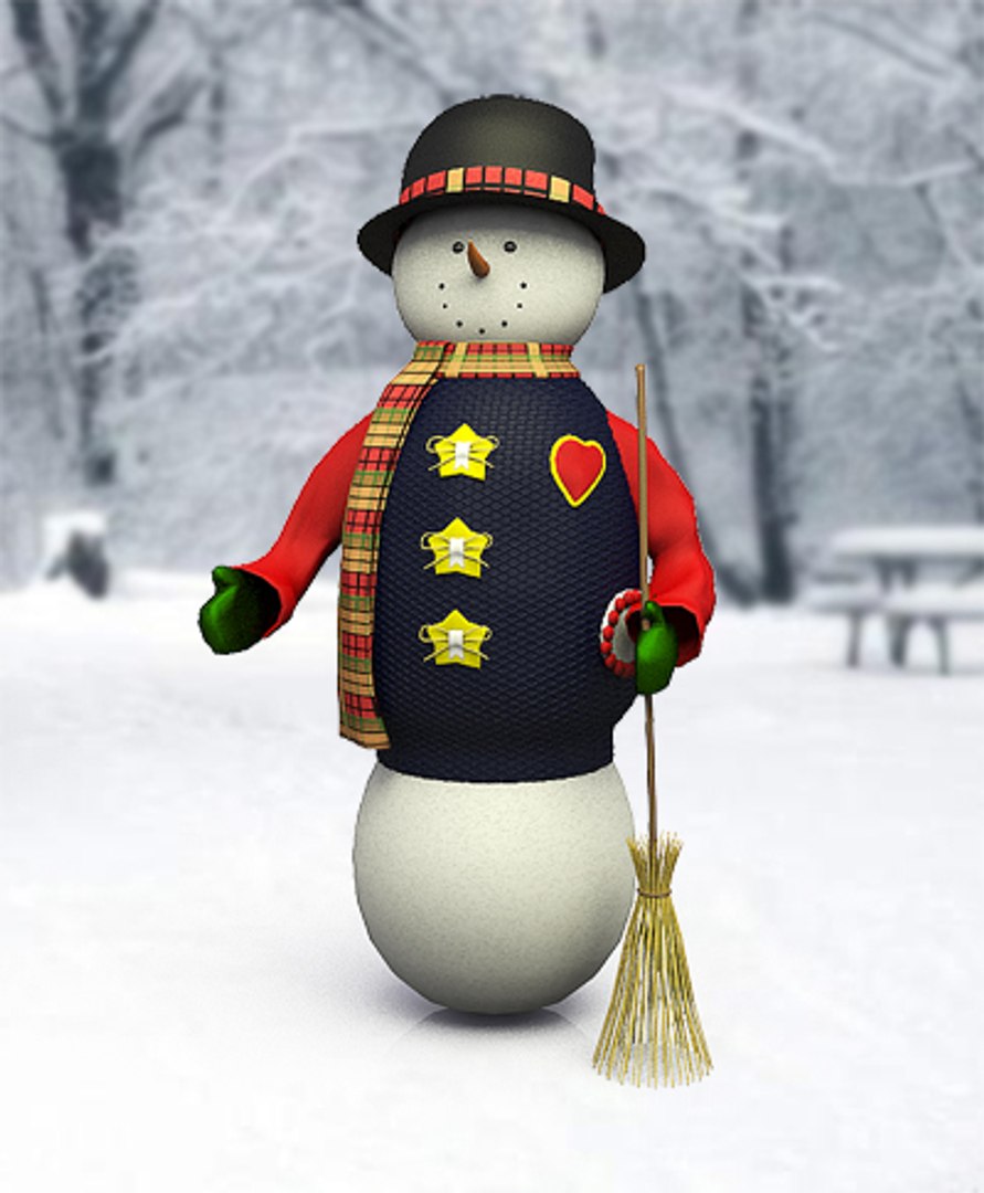 Cute Snowman Christmas Snow 3d Model