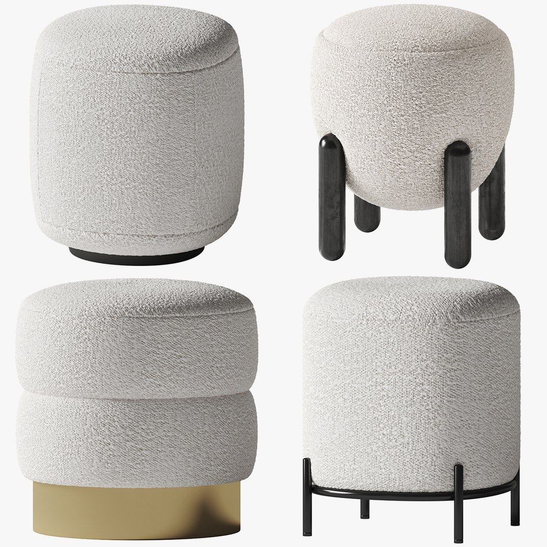 Boucle Poufs Set 3D Model - TurboSquid 2100099