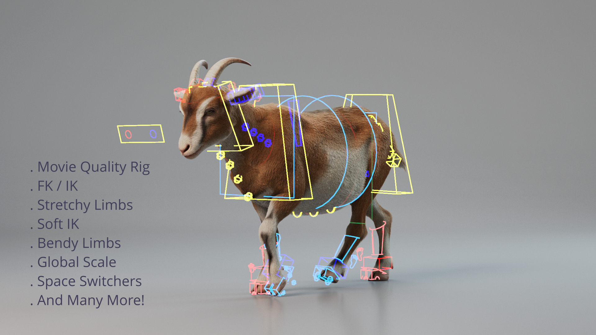 3D Goat Rigged Animated With Fur Model - TurboSquid 2169752