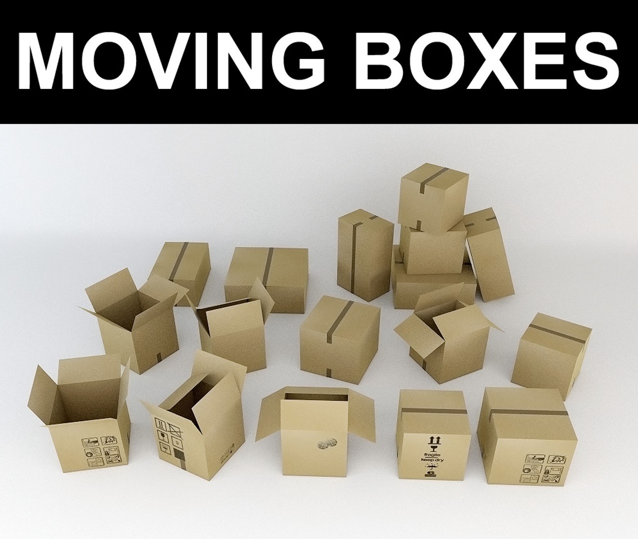 moving boxes 3d model