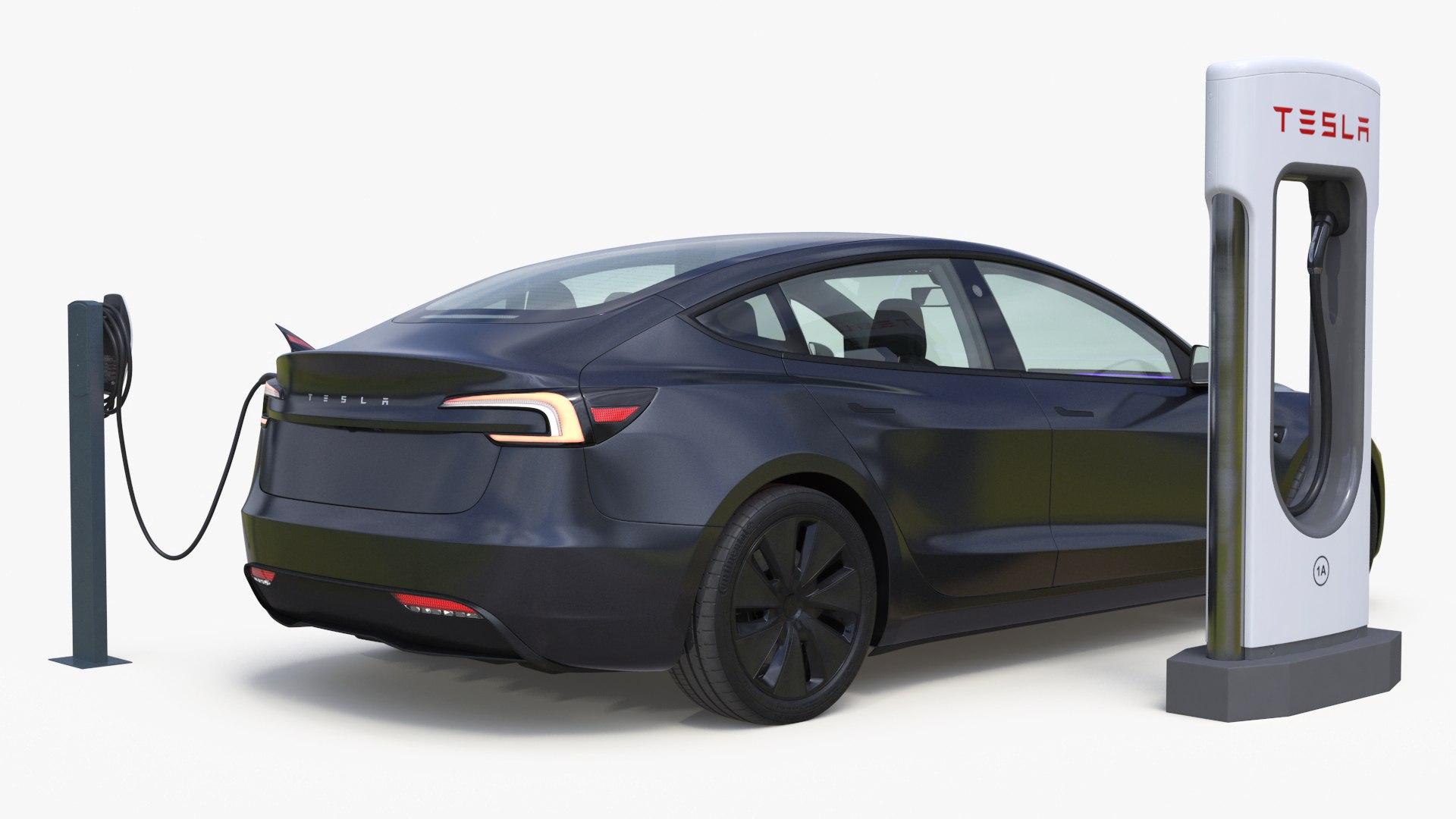 Tesla Model 3 2024 On Filling Station Model - TurboSquid 2290700