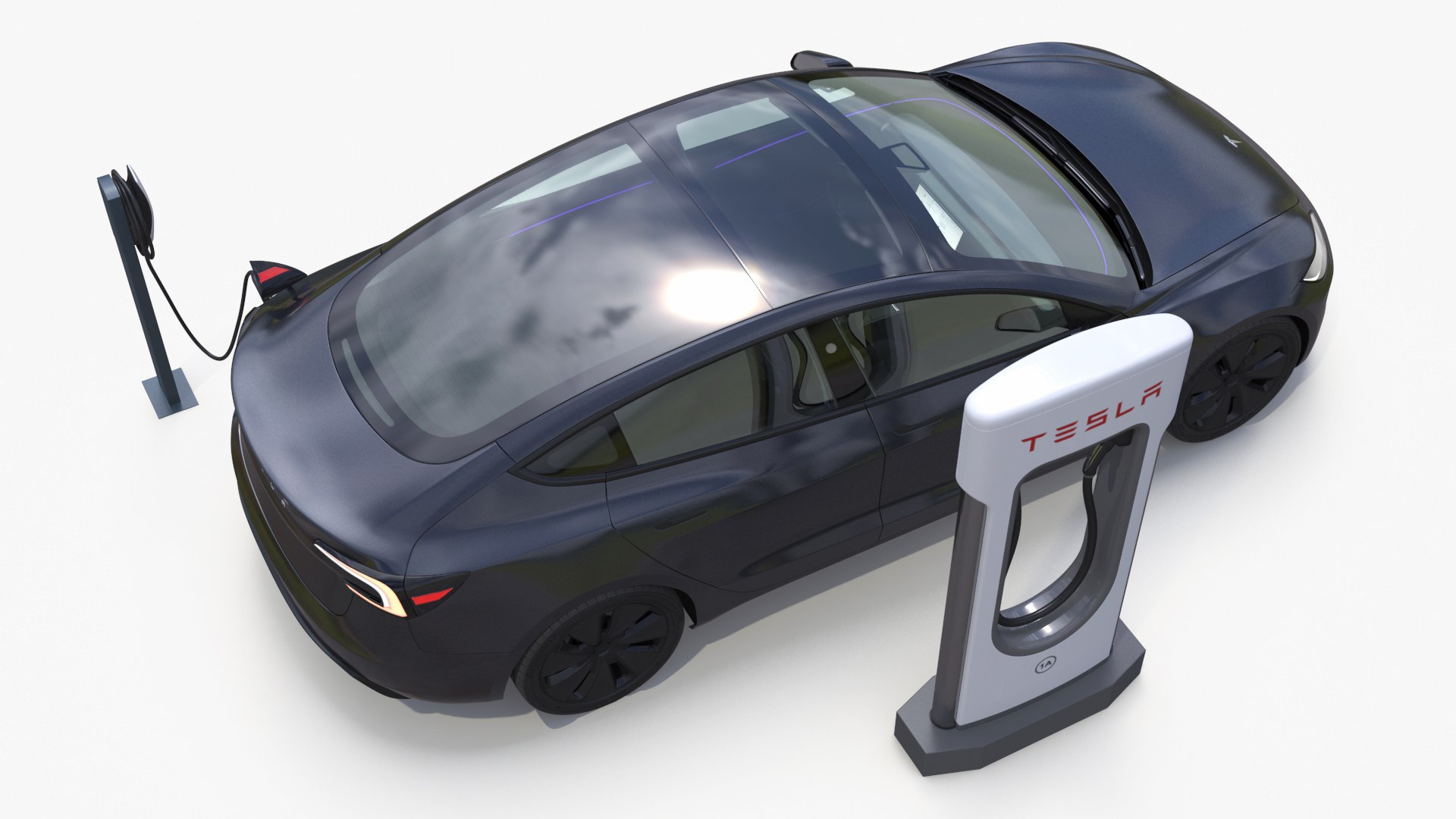 Tesla Model 3 2024 On Filling Station Model - TurboSquid 2290700
