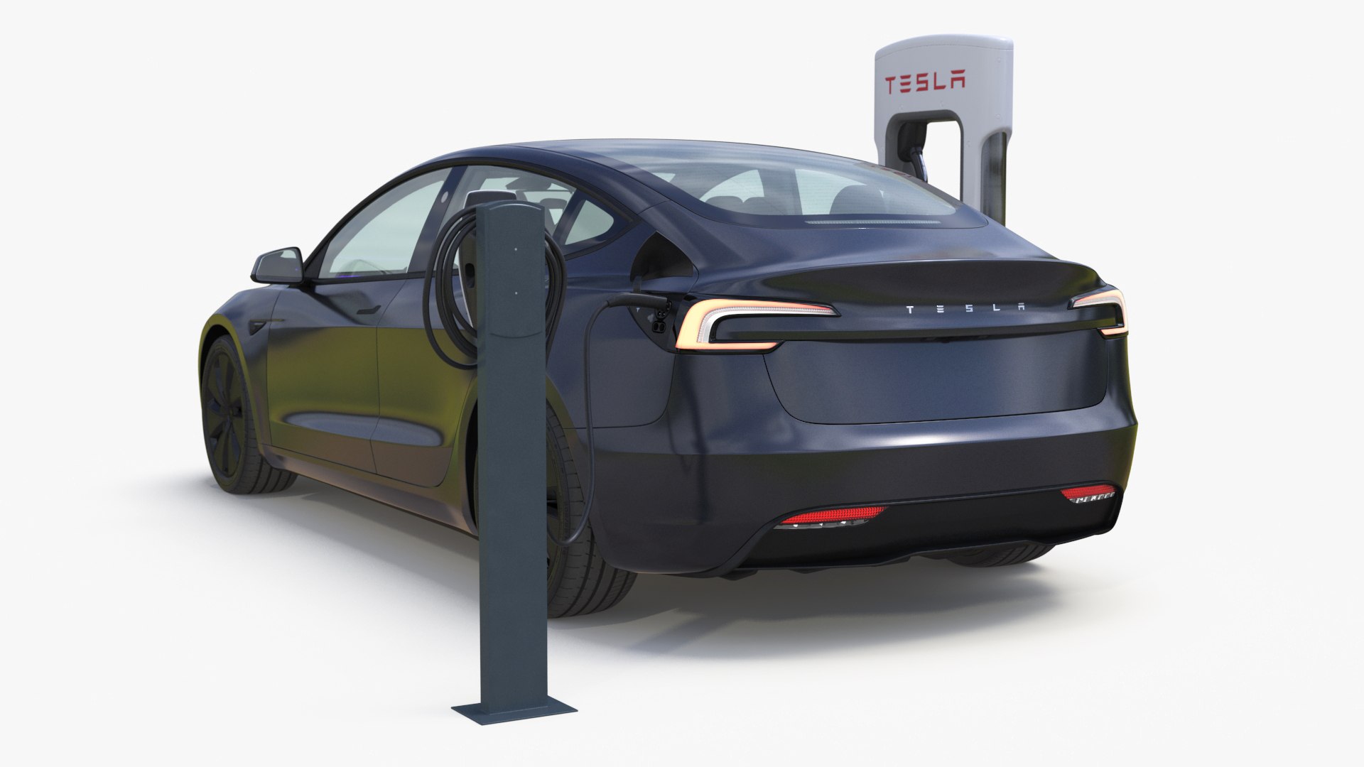Tesla Model 3 2024 On Filling Station Model - TurboSquid 2290700