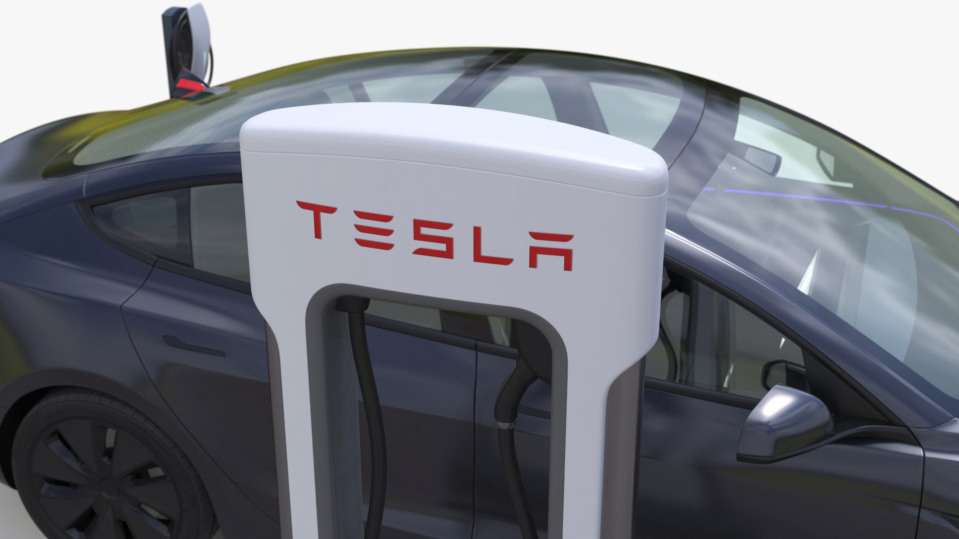 Tesla Model 3 2024 On Filling Station Model - TurboSquid 2290700