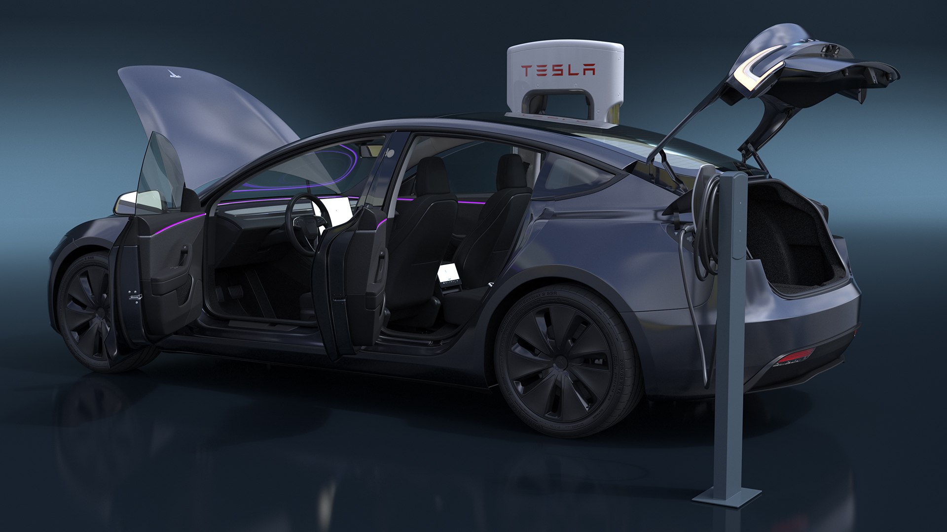 Tesla Model 3 2024 On Filling Station Model - TurboSquid 2290700
