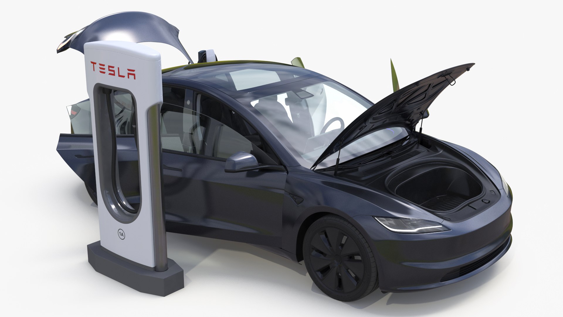 Tesla Model 3 2024 On Filling Station Model - TurboSquid 2290700