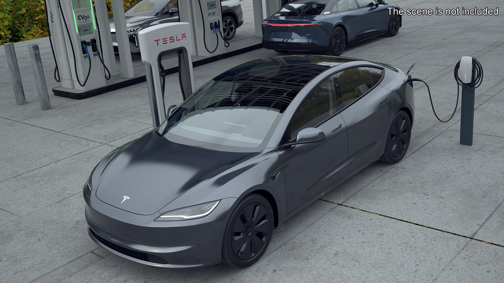 Tesla Model 3 2024 On Filling Station Model - TurboSquid 2290700