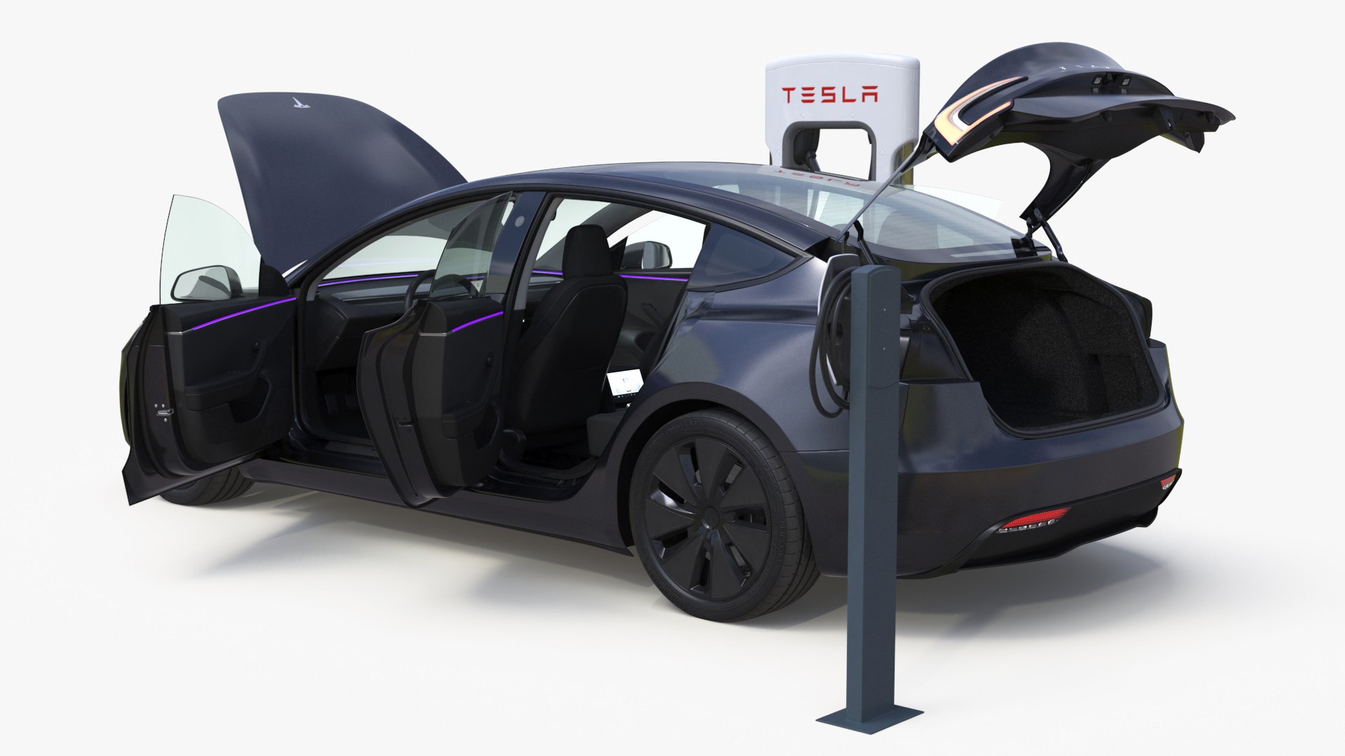 Tesla Model 3 2024 On Filling Station Model - TurboSquid 2290700