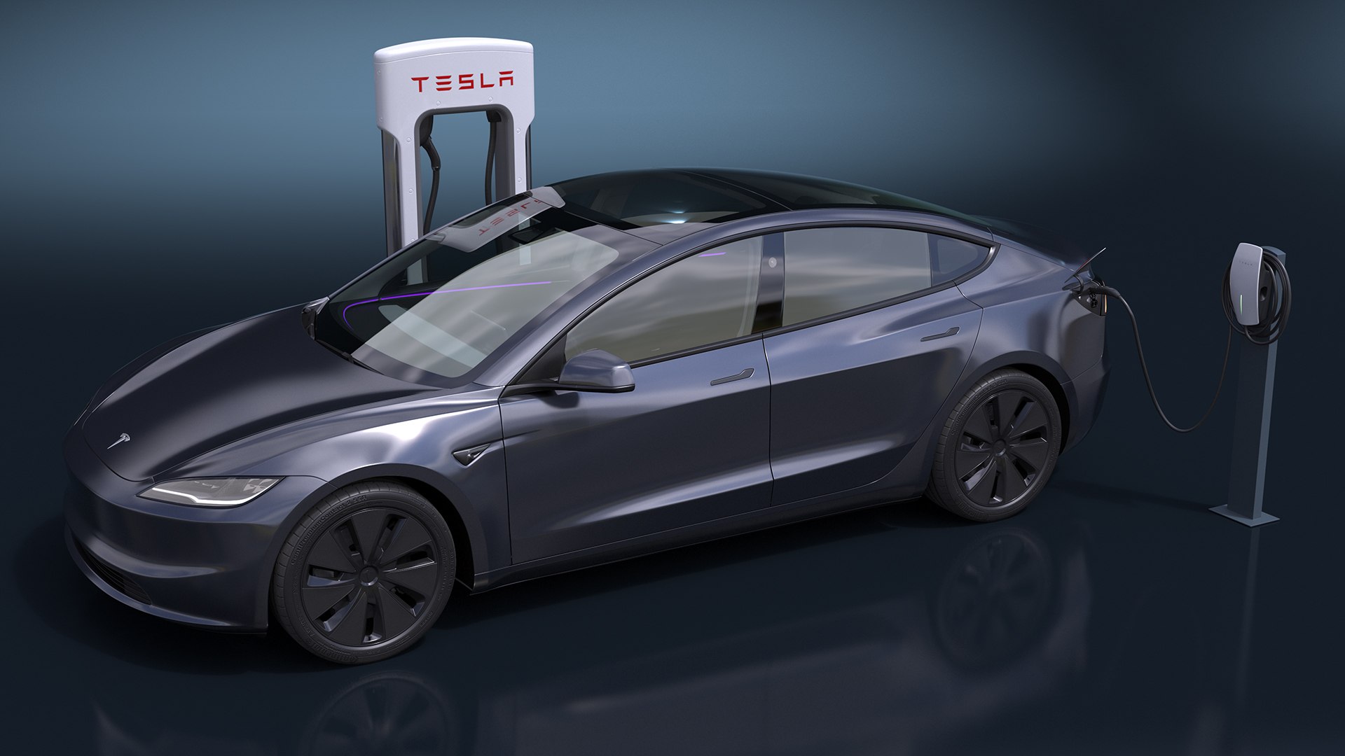 Tesla Model 3 2024 On Filling Station Model - TurboSquid 2290700