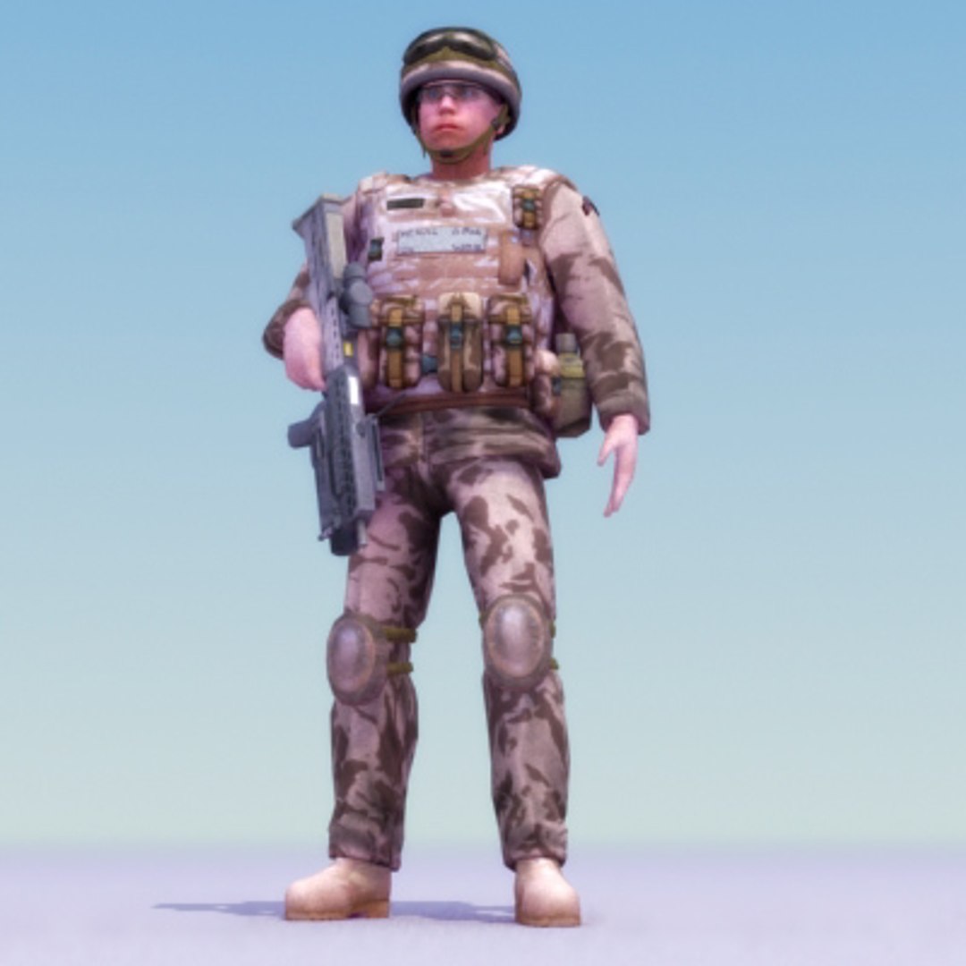 royal commando rigged rifle 3d max