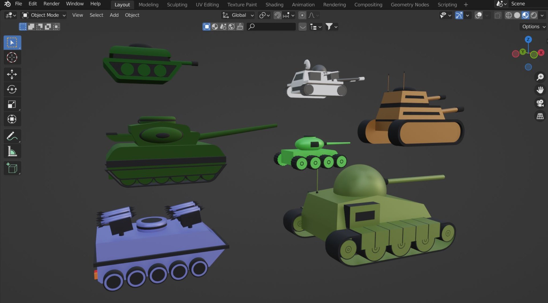 Toy Tanks And Rocket Launcher 3D Model - TurboSquid 1864288