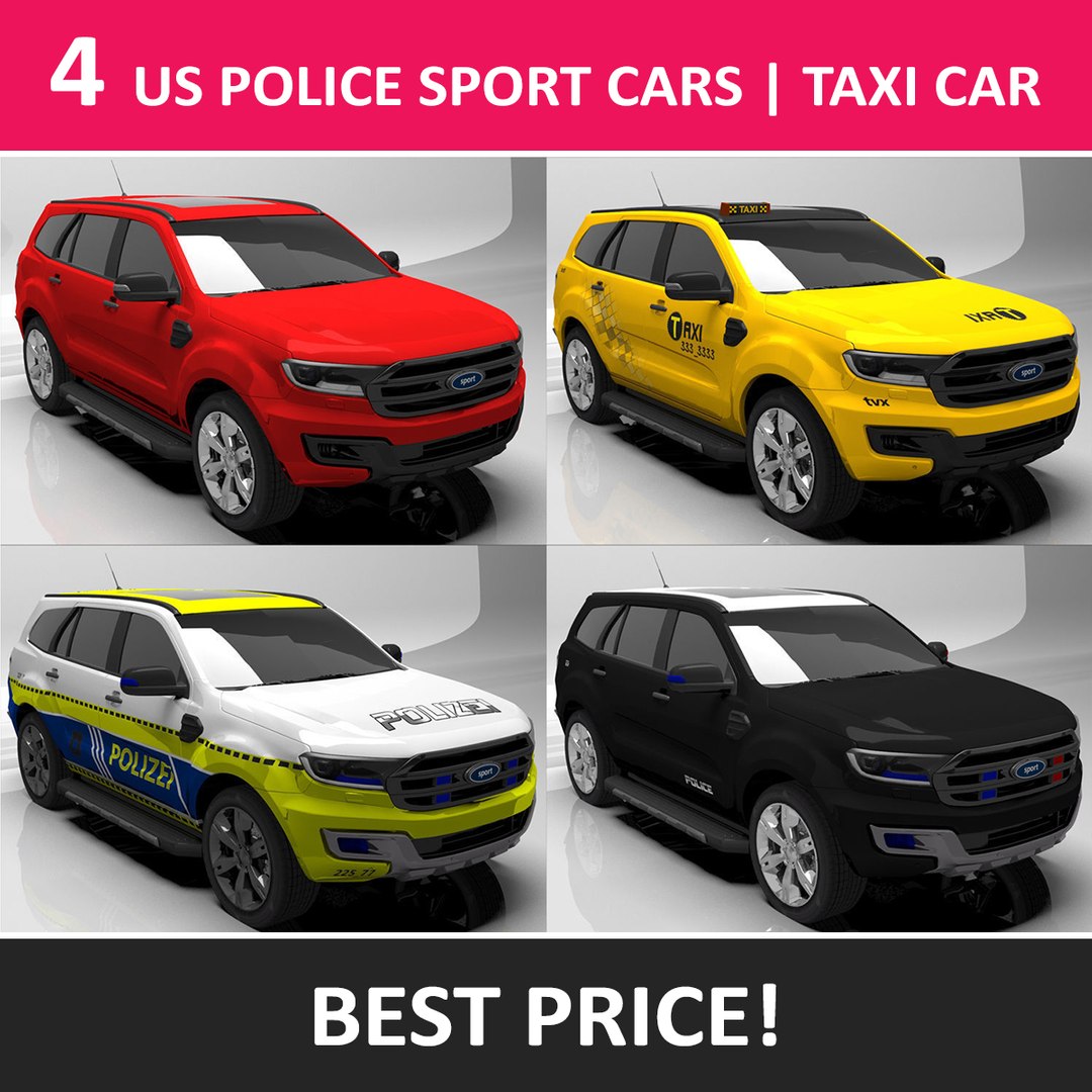 3D 4 Police Cars | - TurboSquid 1540930