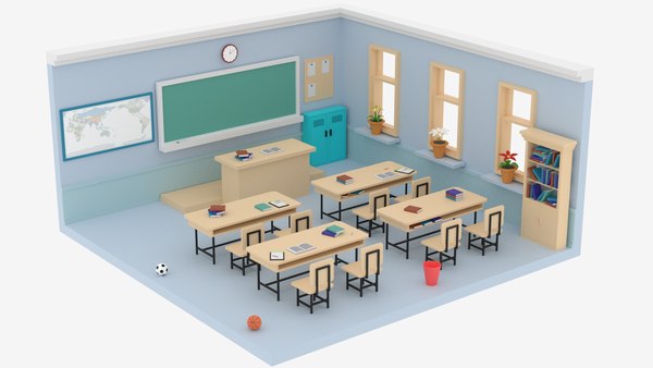 Cartoon classroom 3D model - TurboSquid 1713163