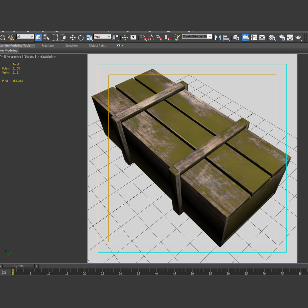 3d realistic wooden box 02 model
