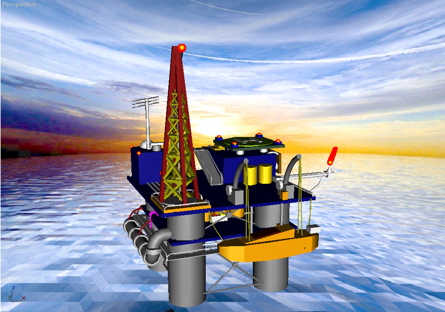 Free Gmax Oil Rig 3d Model