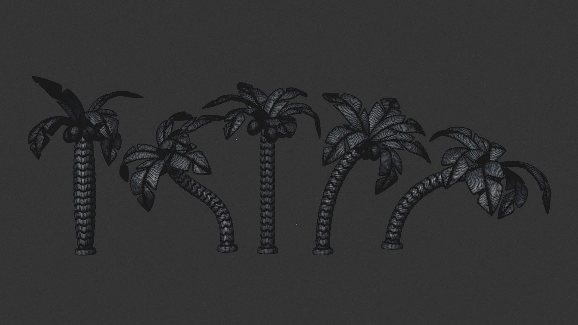 3D Cartoon Palm Trees Bundle With Coconuts Model - TurboSquid 2114339