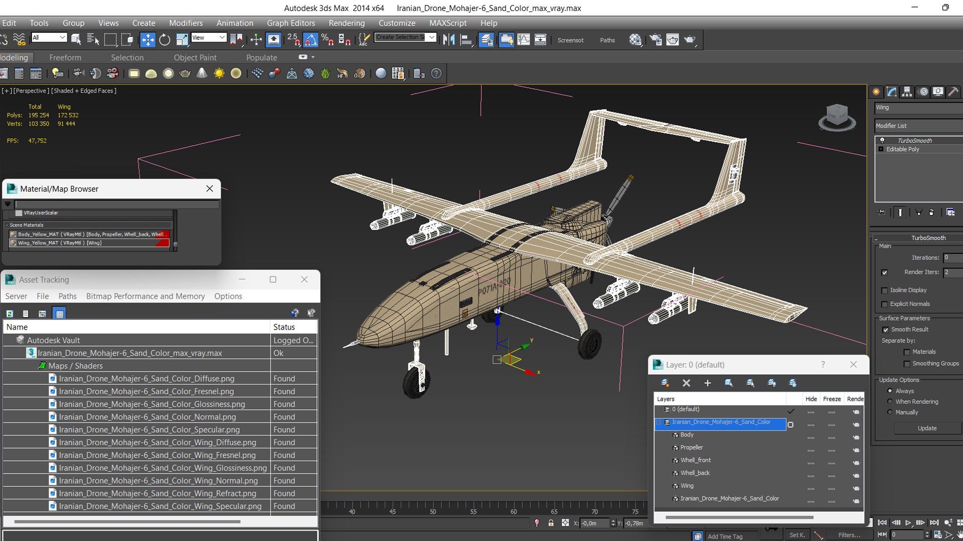 Iranian Drone Mohajer-6 Sand Color 3D Model - TurboSquid 2232762