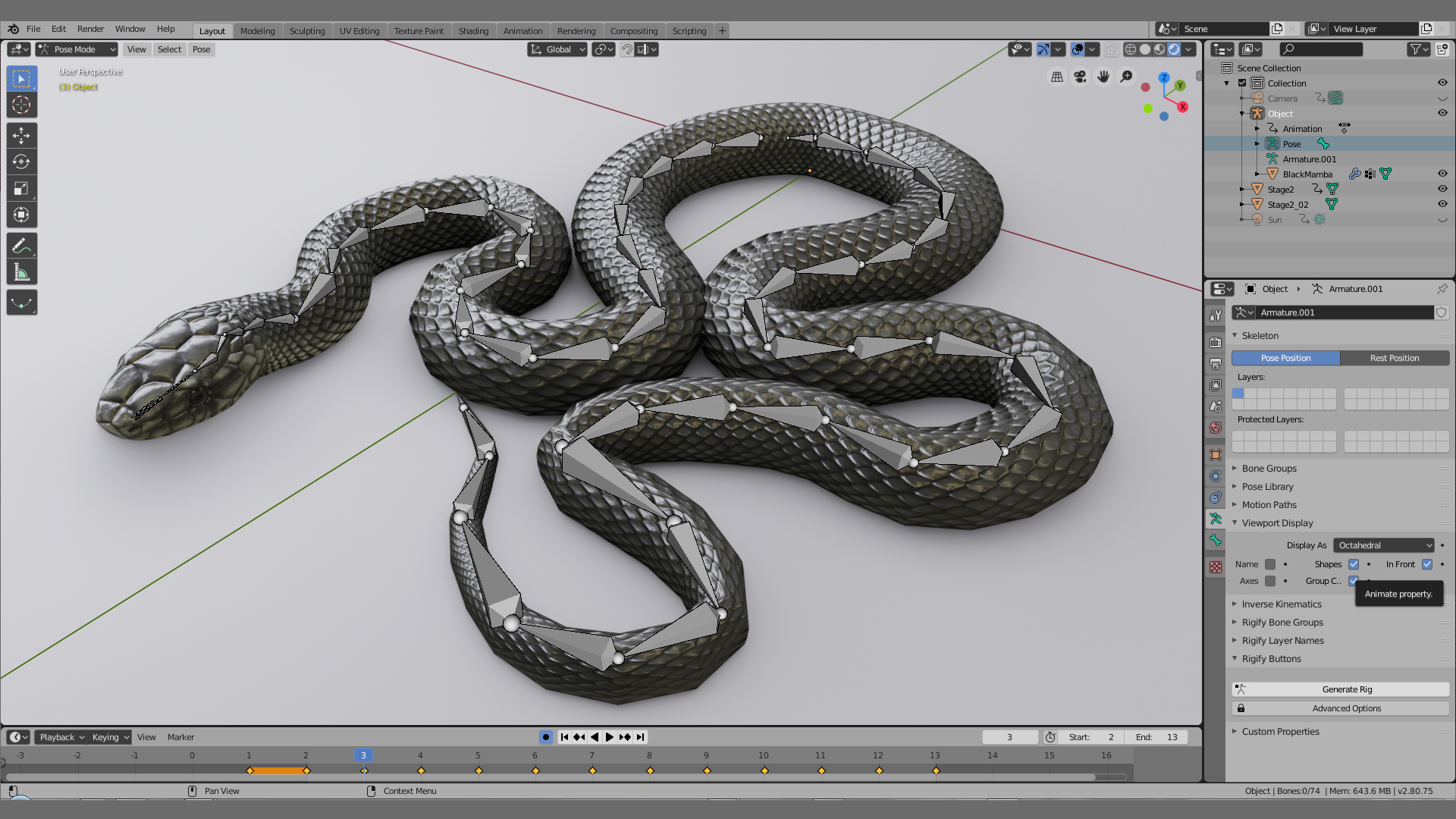 Black Mamba - Rigged Modelo 3D - TurboSquid 1753339