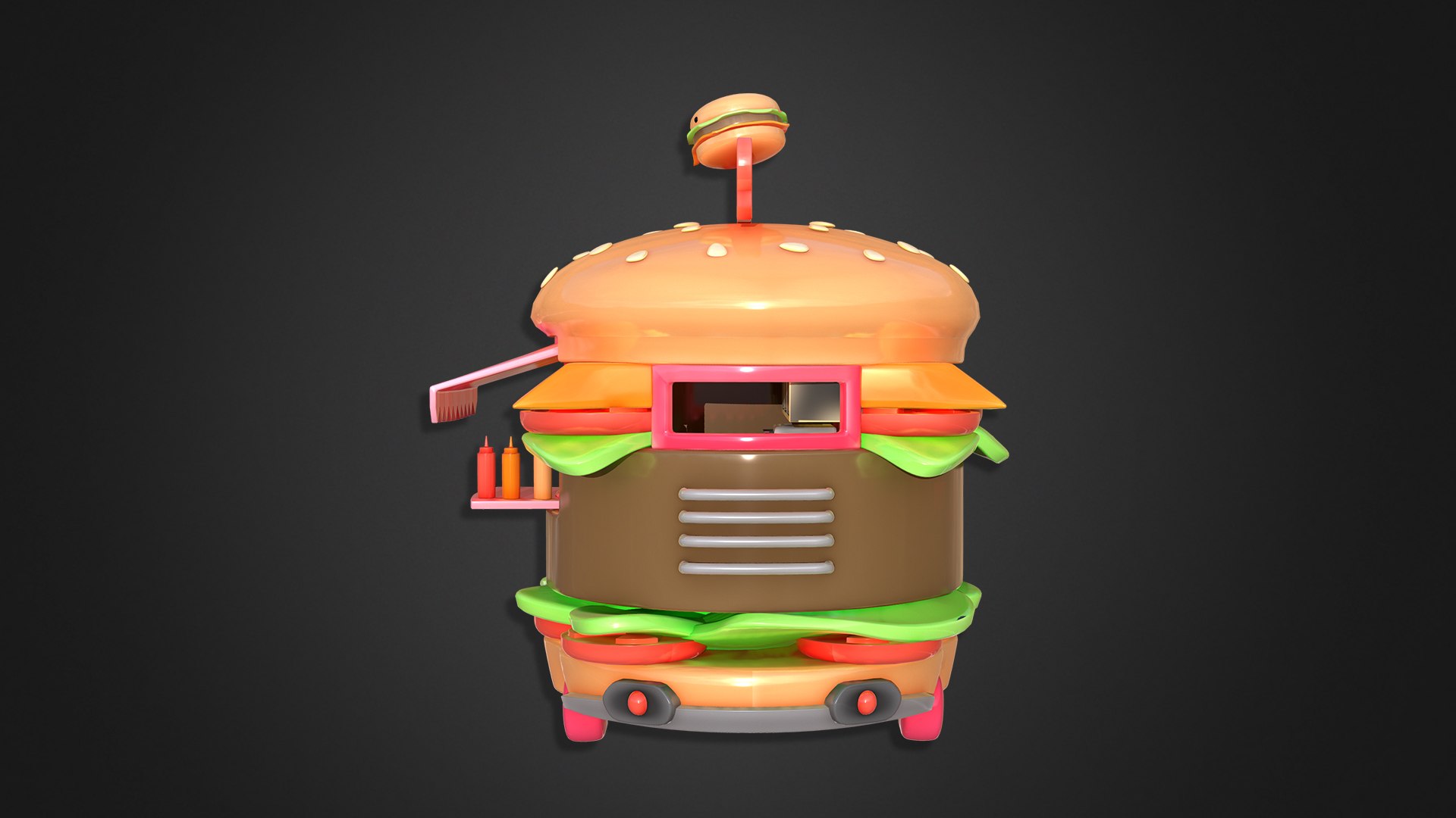 3D Asset - Cartoons - Food Hamburger Car Model - TurboSquid 2158196