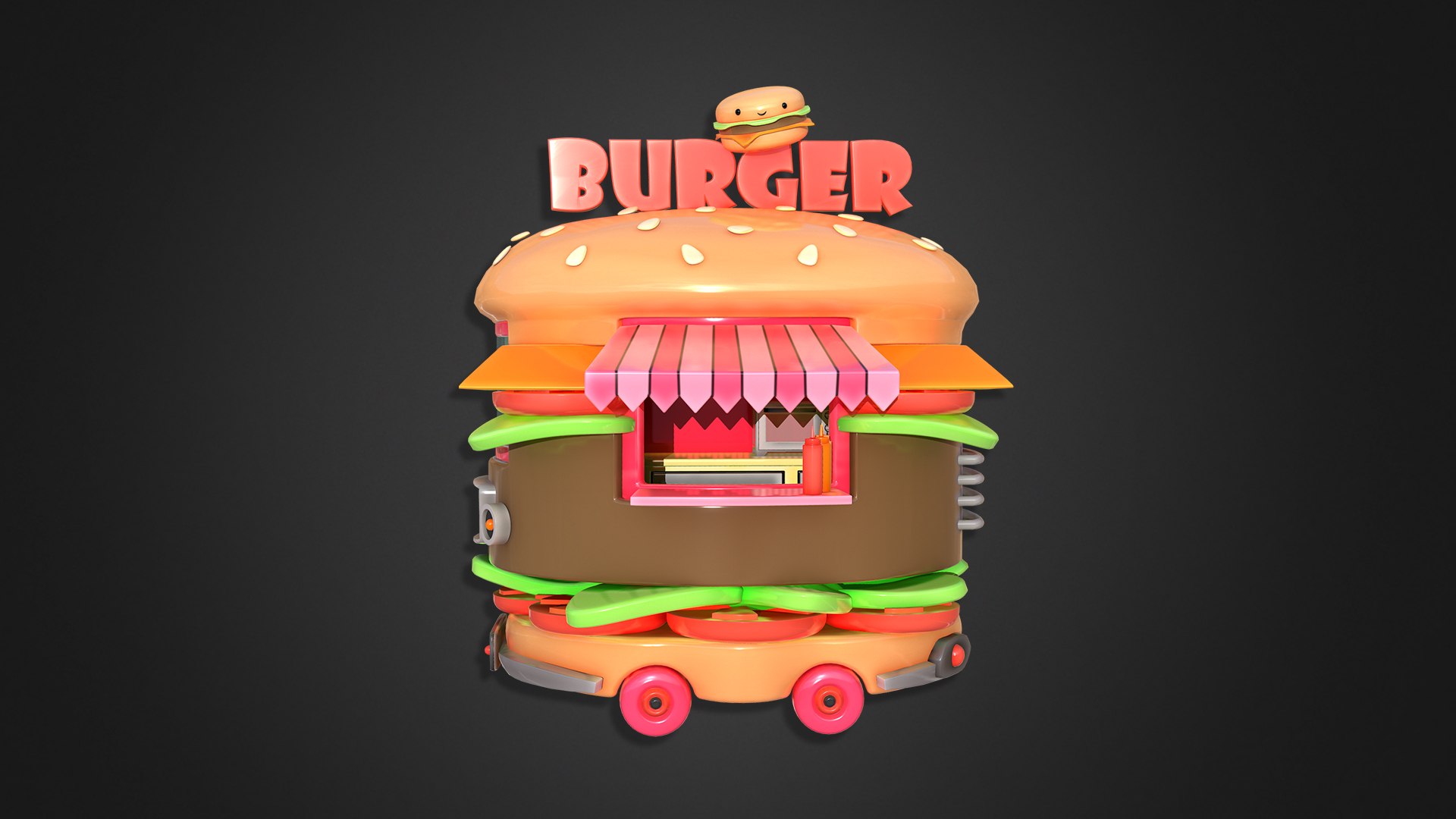 3D Asset - Cartoons - Food Hamburger Car Model - TurboSquid 2158196