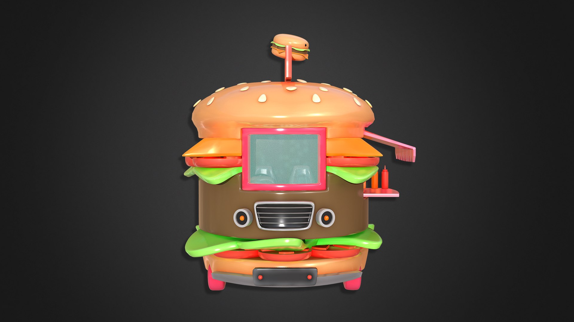 3D Asset - Cartoons - Food Hamburger Car Model - TurboSquid 2158196