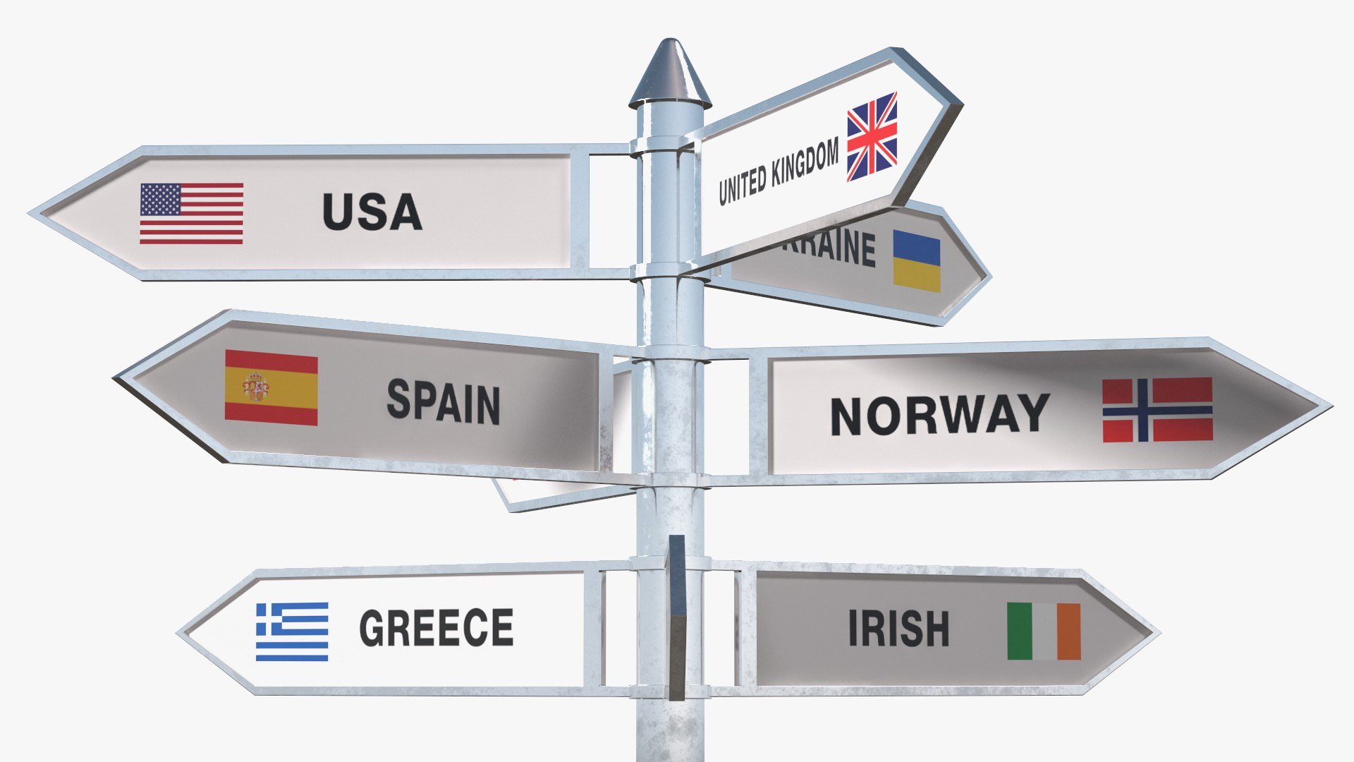 Travel Signpost With Various Countries Model - TurboSquid 2059267