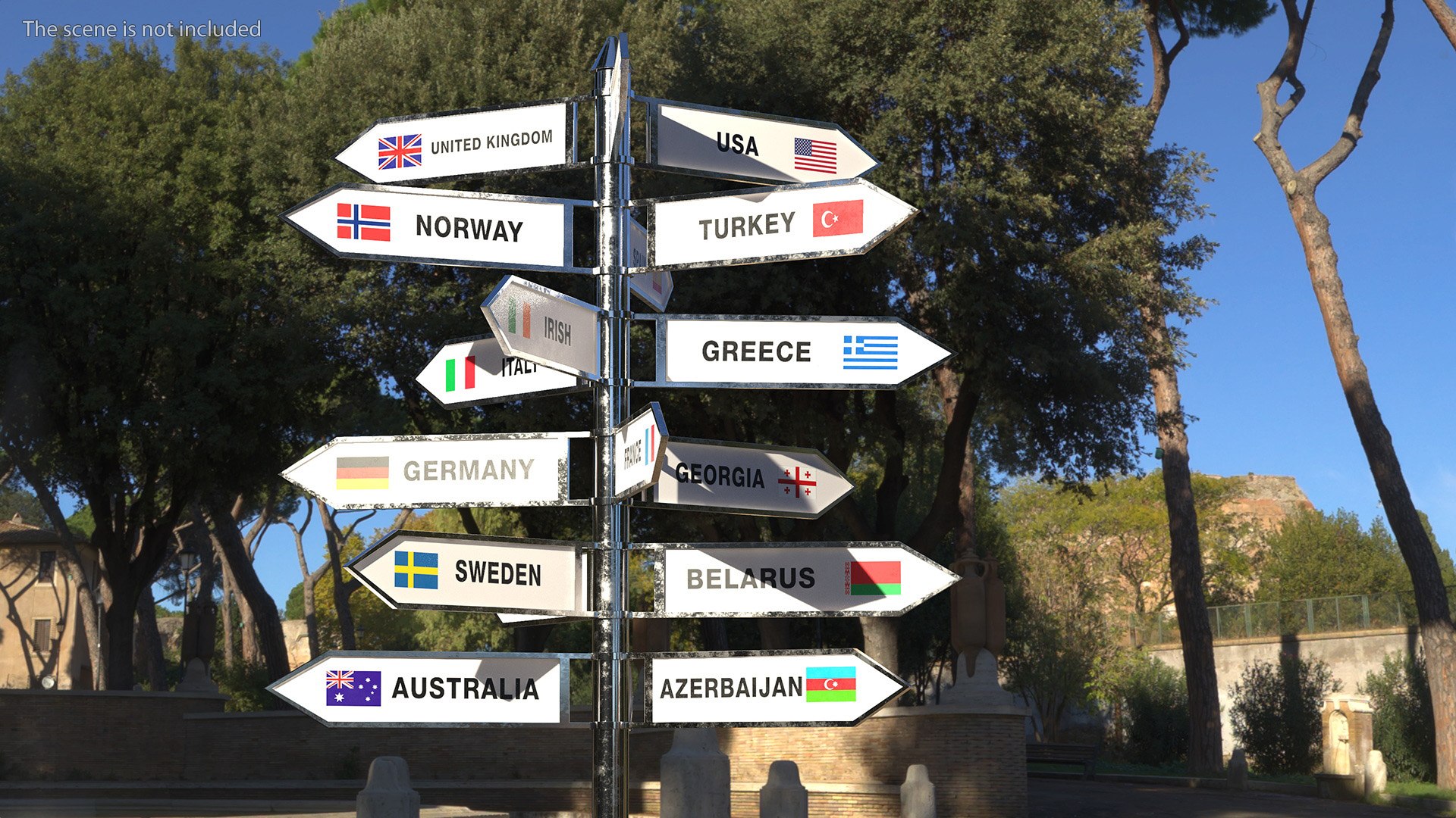 Travel Signpost With Various Countries Model - TurboSquid 2059267