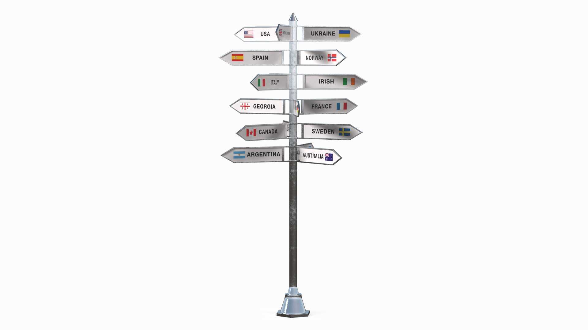 Travel Signpost With Various Countries Model - TurboSquid 2059267