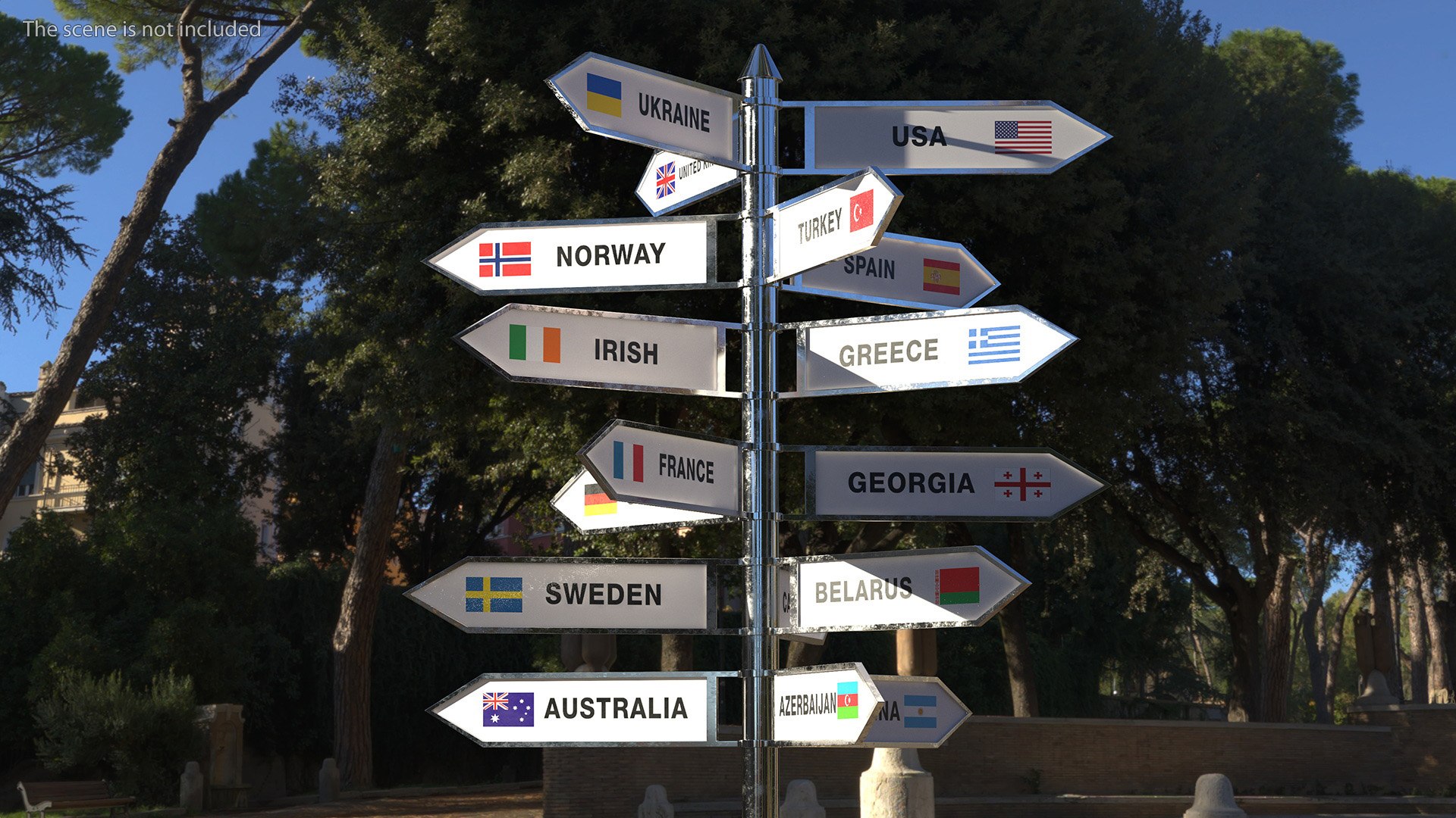 Travel Signpost With Various Countries Model - TurboSquid 2059267