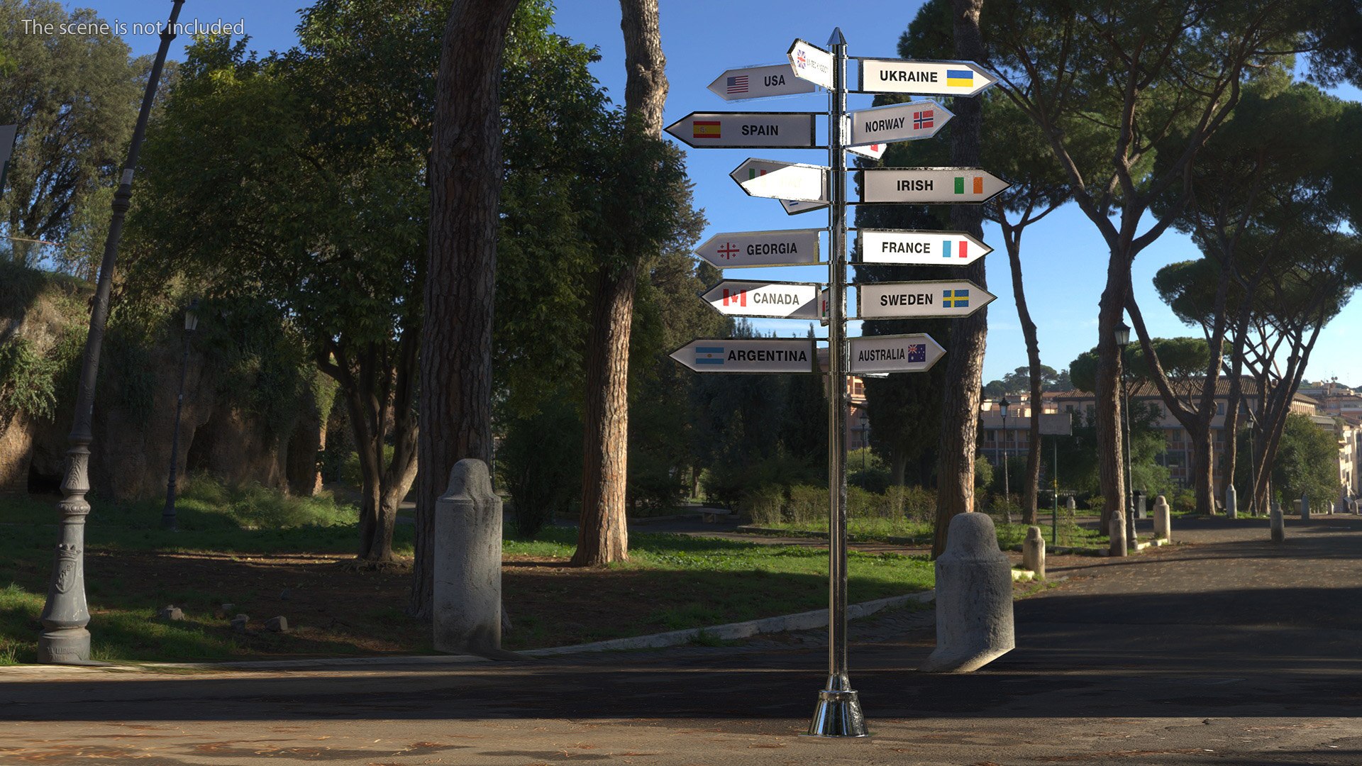 Travel Signpost With Various Countries Model - TurboSquid 2059267