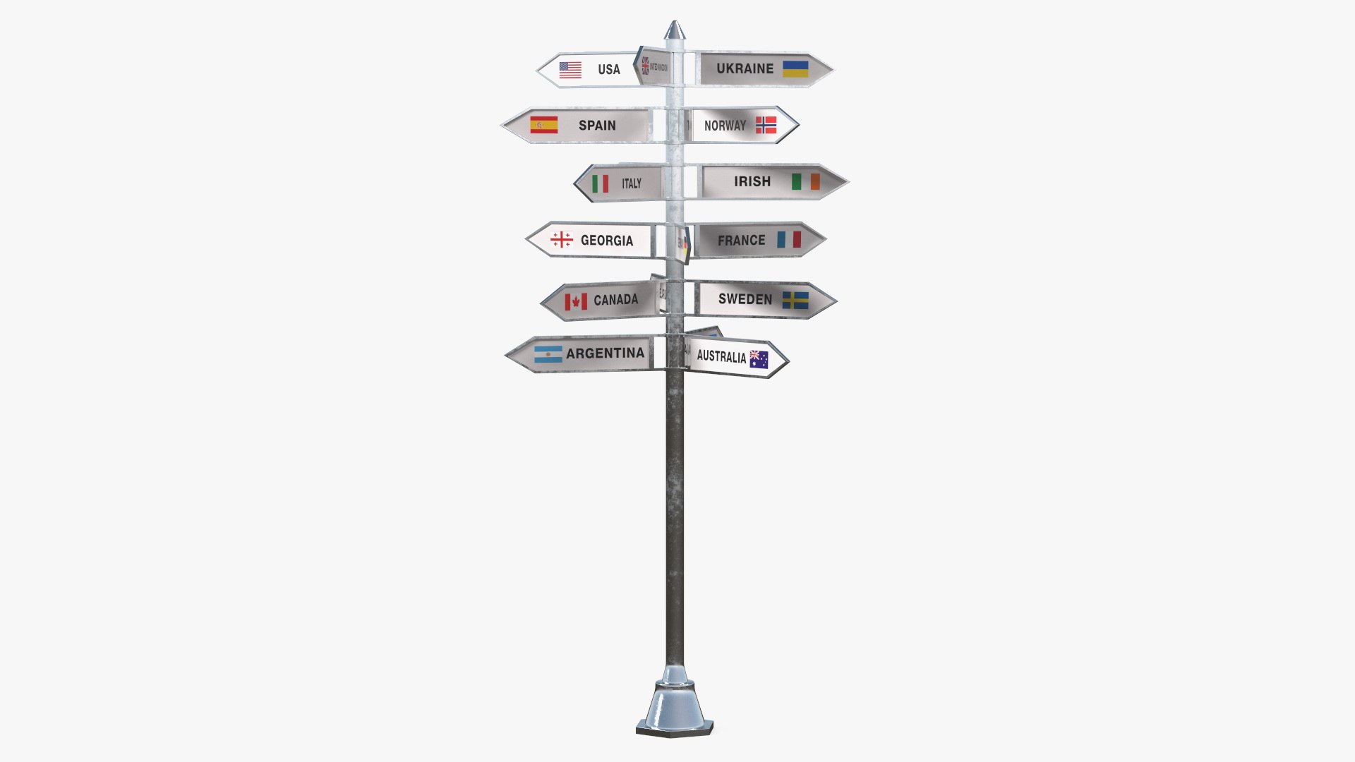 Travel Signpost with Various Countries model - TurboSquid 2059267