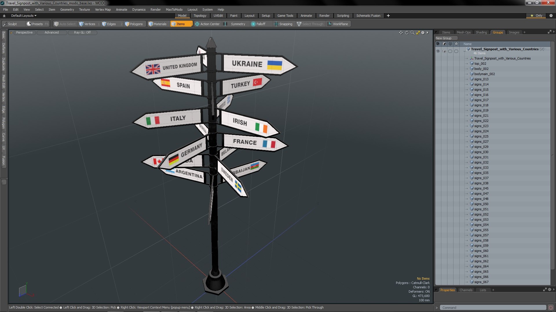 Travel Signpost with Various Countries model - TurboSquid 2059267