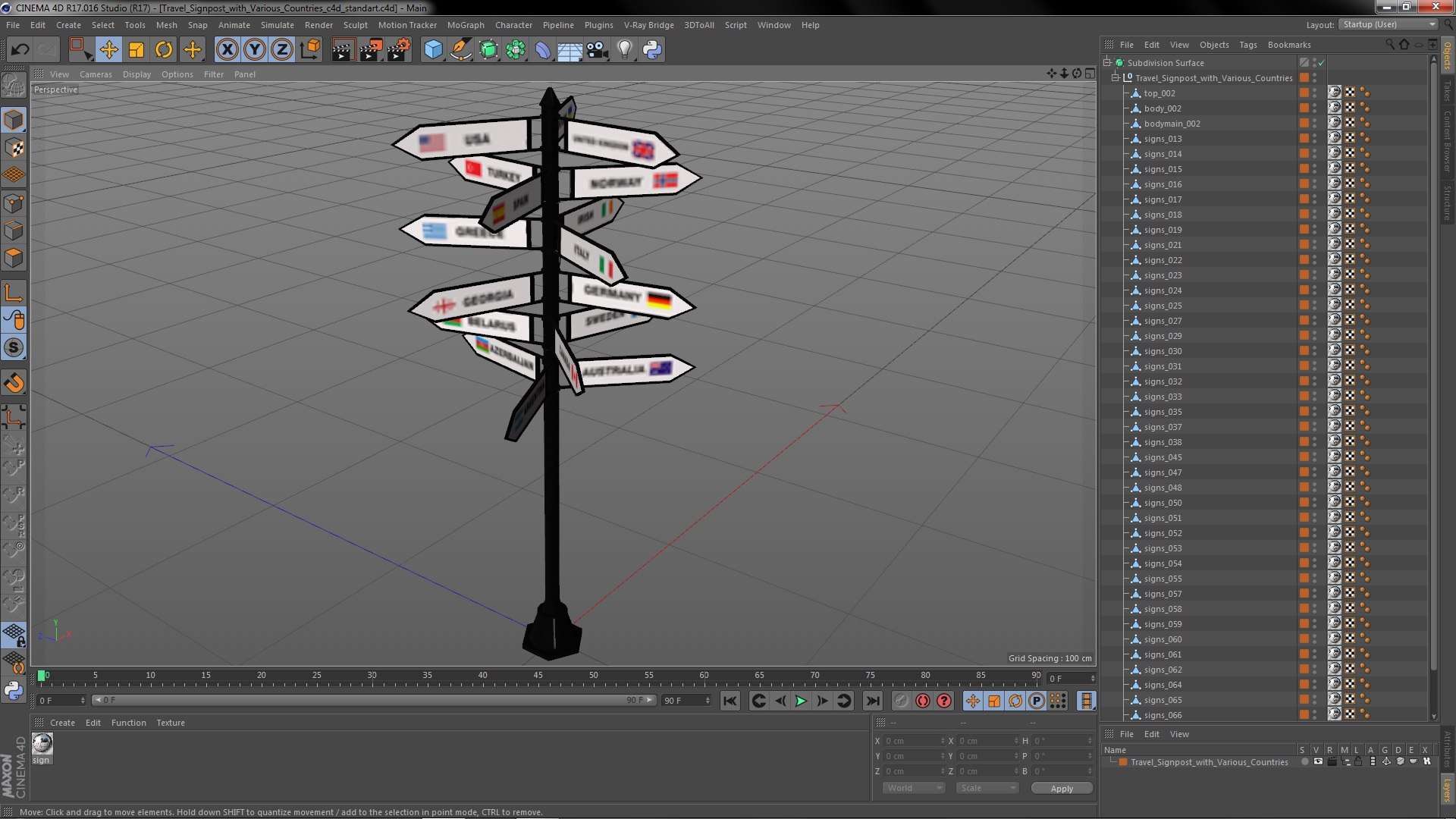 Travel Signpost with Various Countries model - TurboSquid 2059267