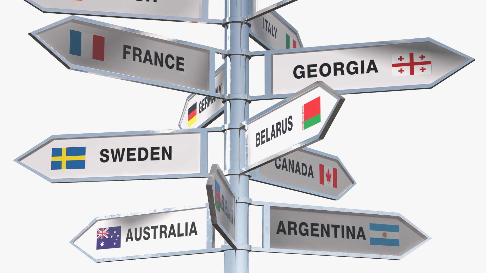 Travel Signpost With Various Countries Model - TurboSquid 2059267