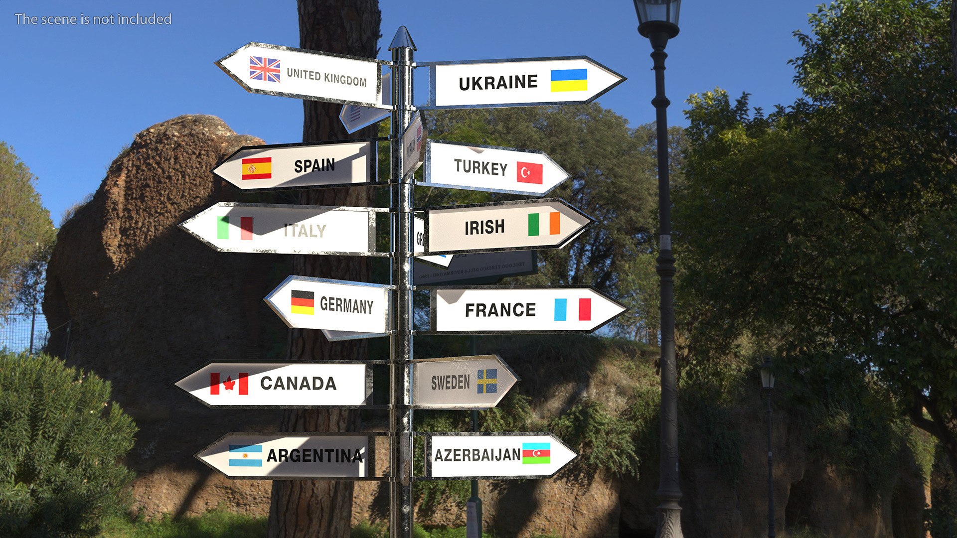 Travel Signpost With Various Countries Model - TurboSquid 2059267