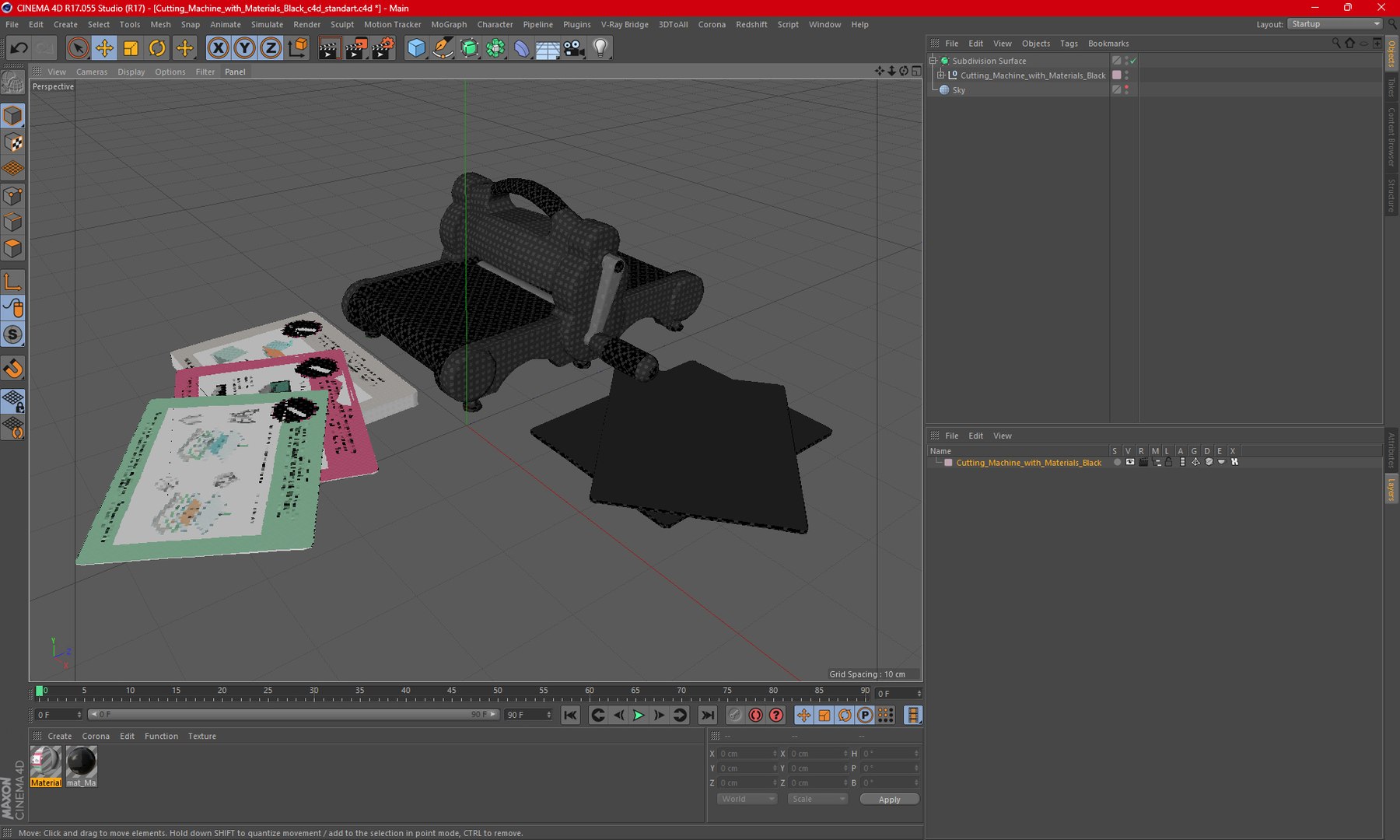 3D Cutting Machine With Materials Black - TurboSquid 2060339