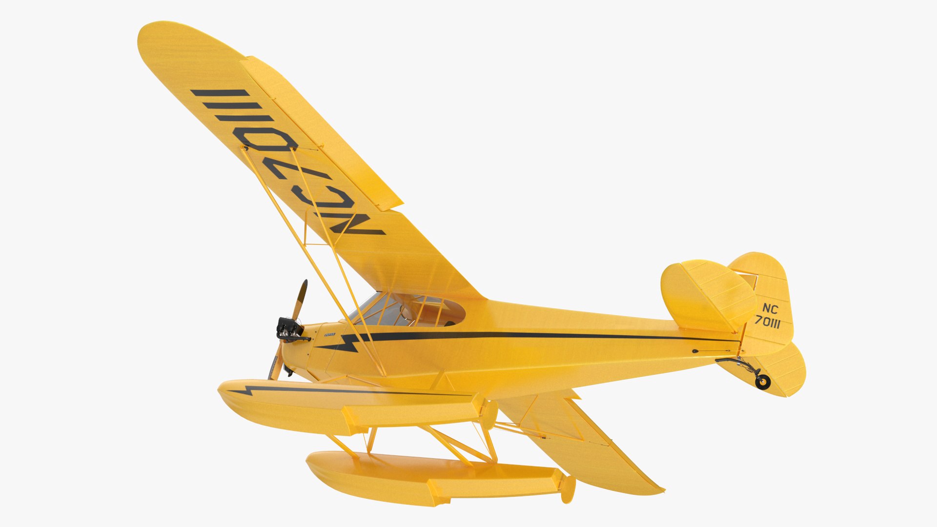 Classic Monoplane Aircraft Piper J-3 With Floats Rigged For Cinema 4D ...