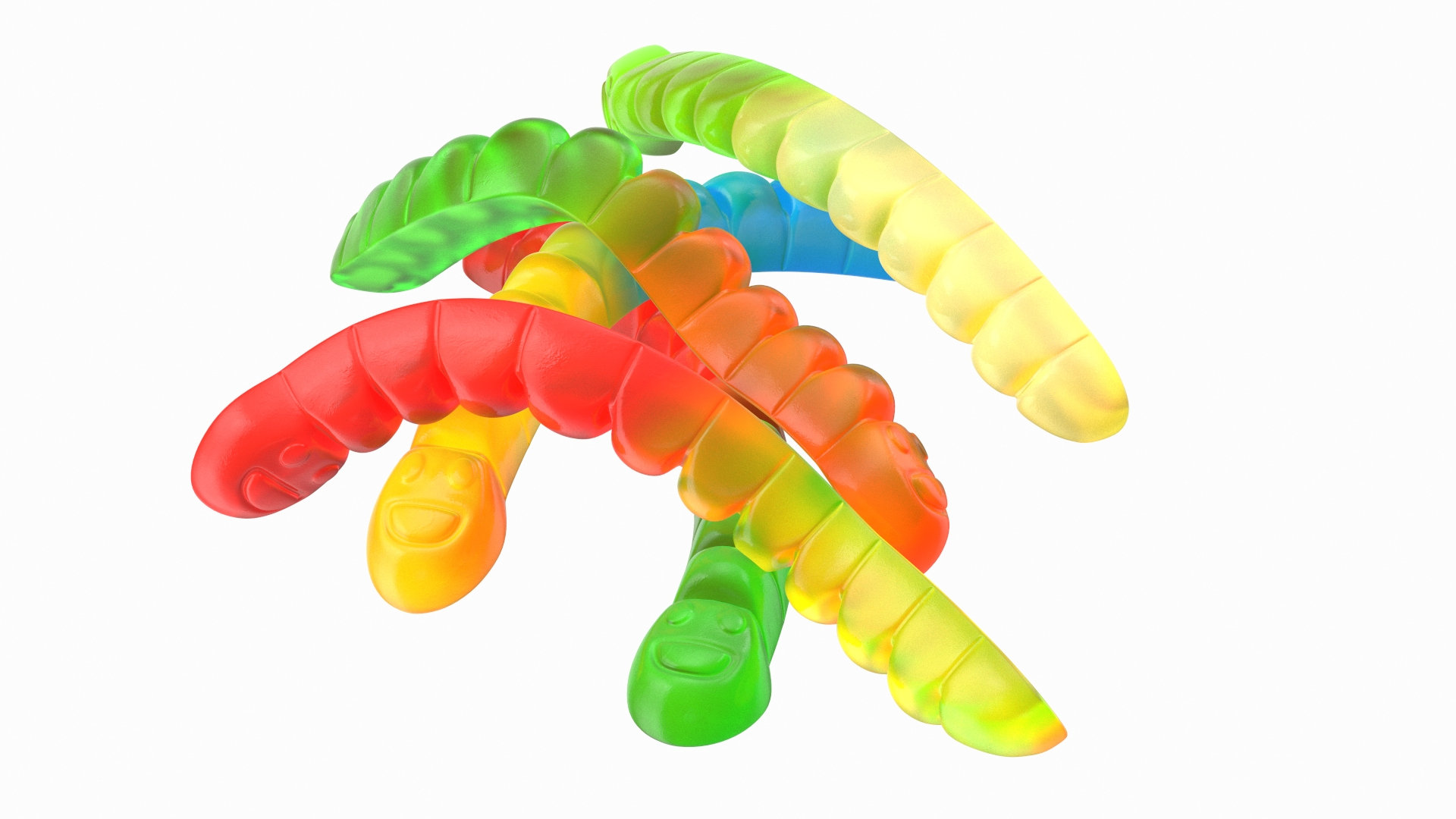 3D Colorful Gummy Worms Pile Model - TurboSquid 1731389