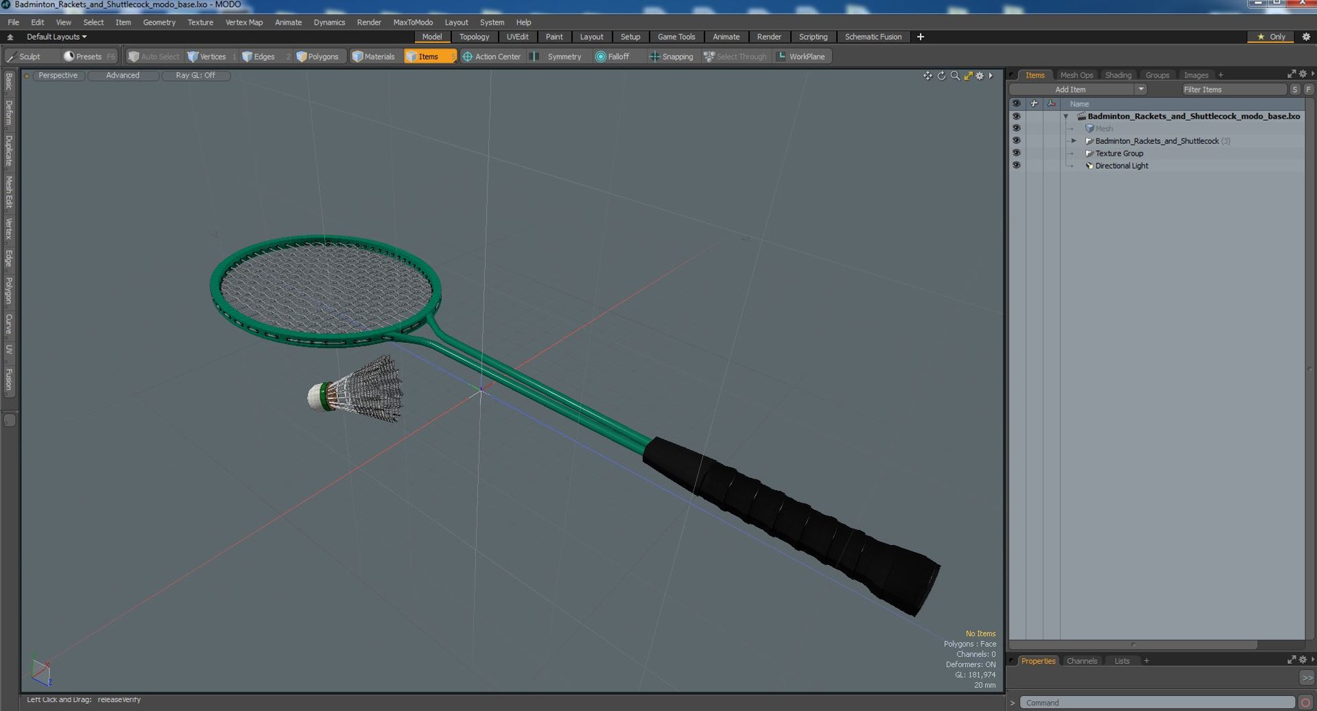 3D Badminton Rackets and Shuttlecock model - TurboSquid 2154648