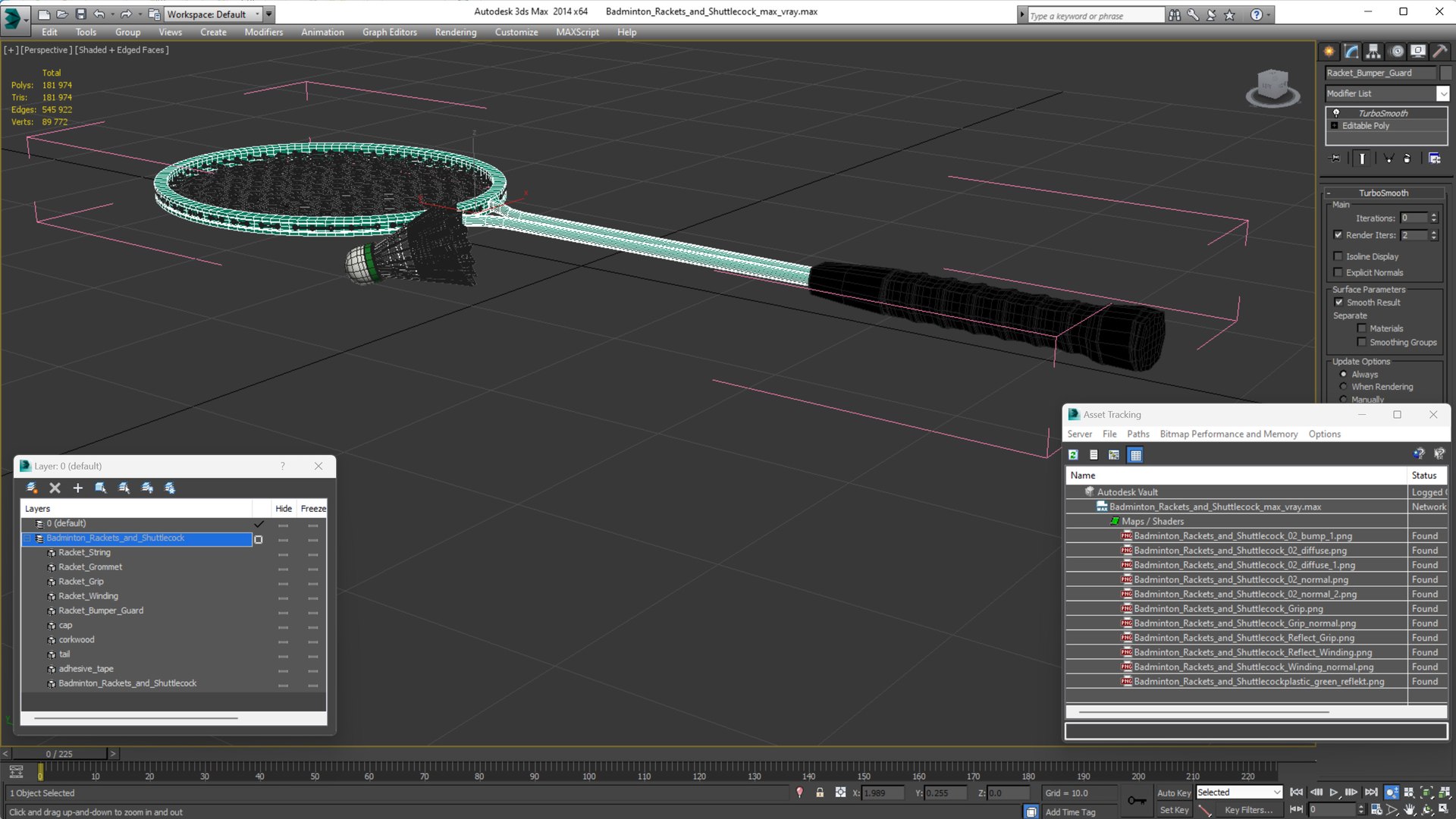 3D Badminton Rackets and Shuttlecock model - TurboSquid 2154648