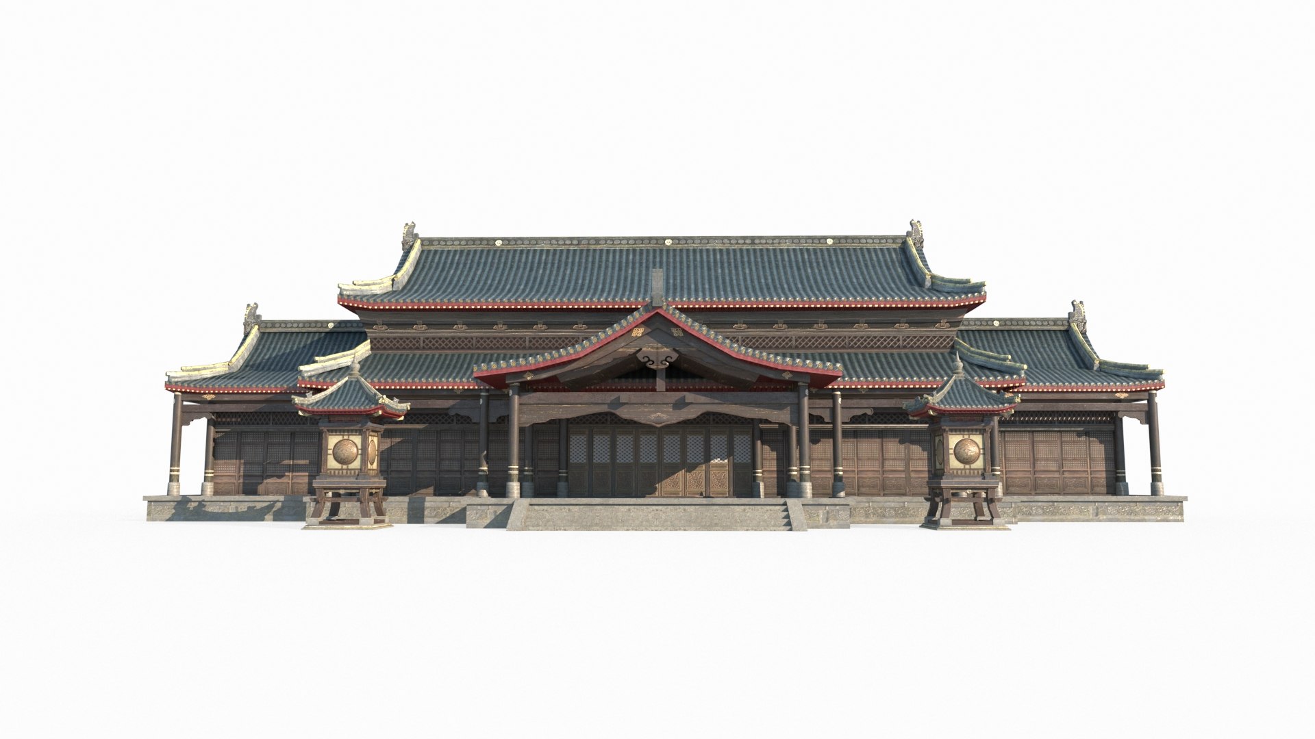 Ancient Asian Architecture Hall 3D Model - TurboSquid 2055258