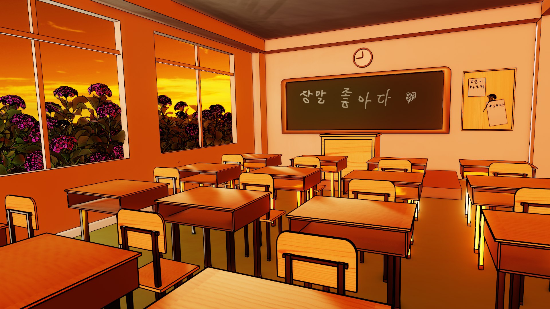 Classroom With Declining Sun 3D Model - TurboSquid 2152050