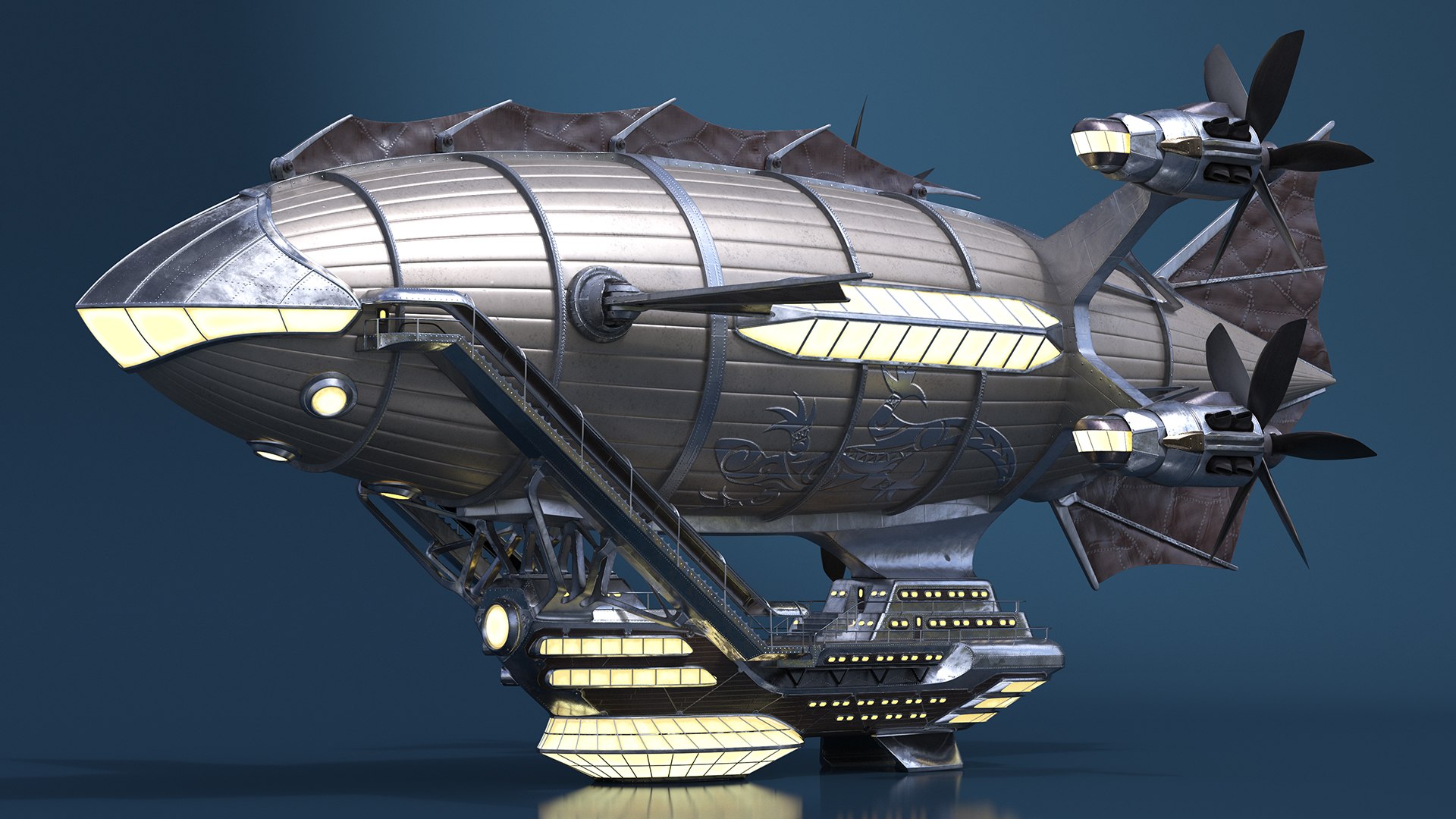 Steampunk Blimp Rigged 3D - TurboSquid 2273242