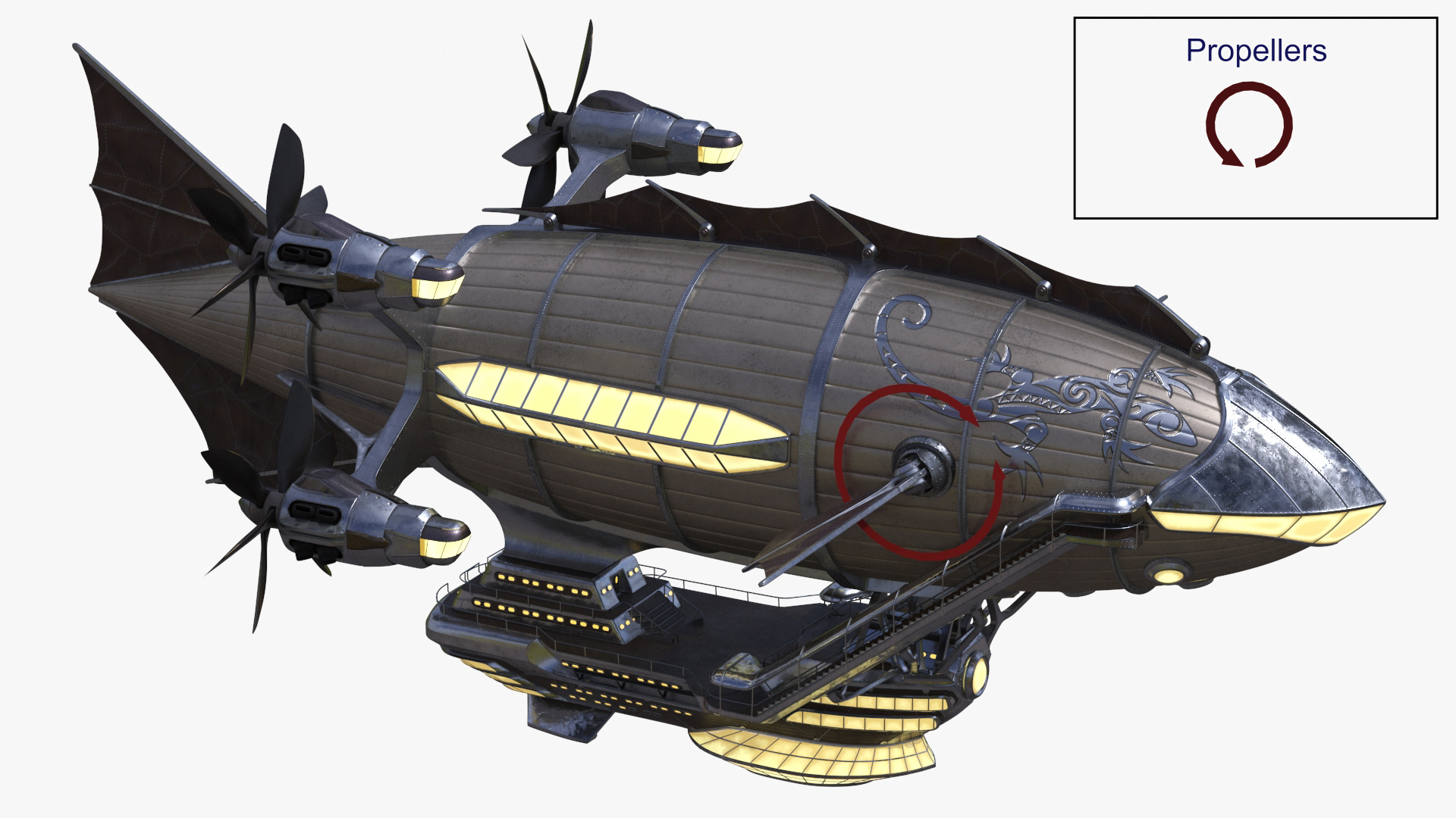 Steampunk Blimp Rigged 3D - TurboSquid 2273242