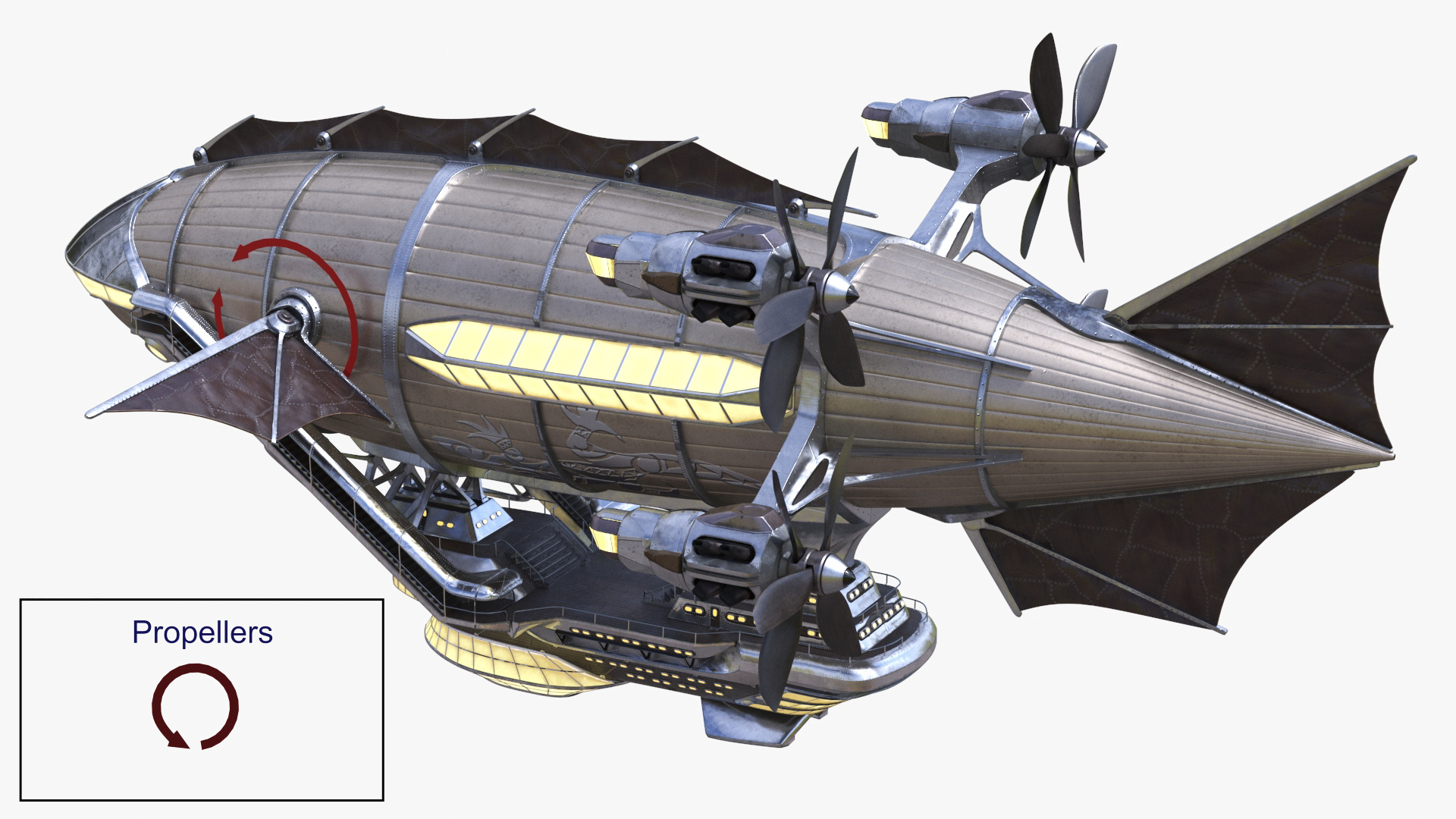 Steampunk Blimp Rigged 3D - TurboSquid 2273242